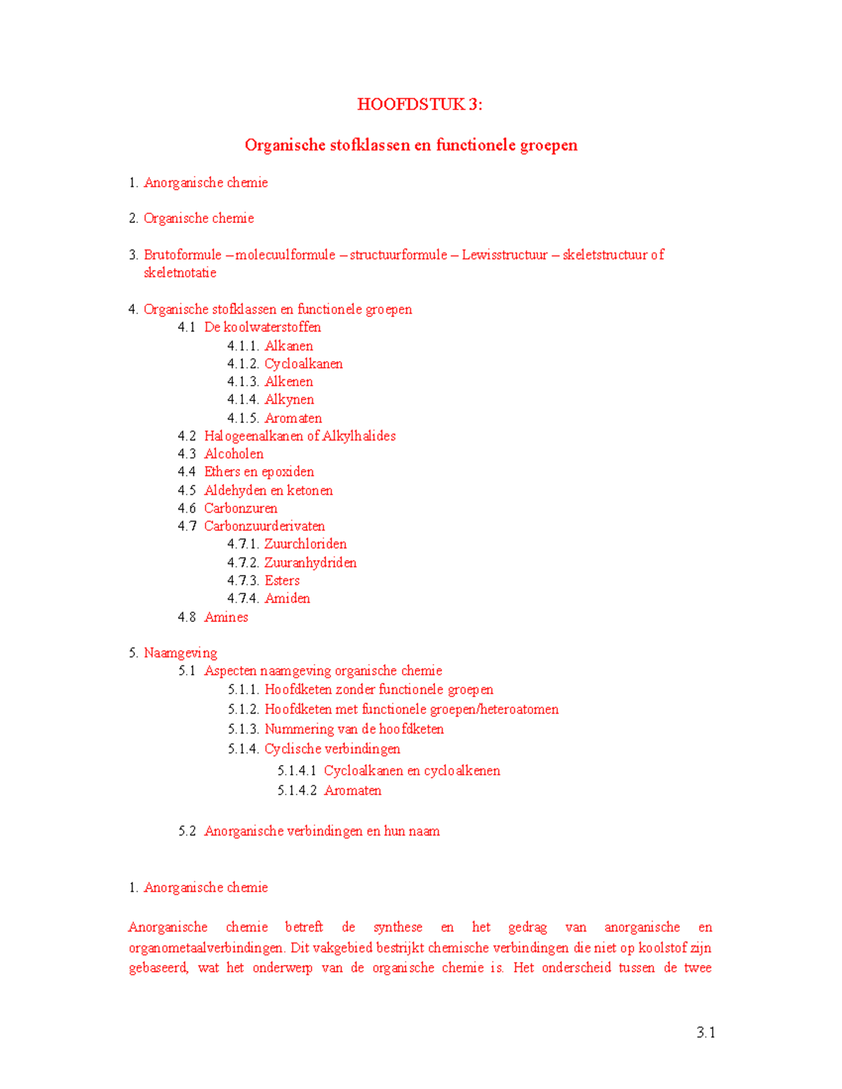 HOOFDSTUK 3: Organische Stofklassen en Functionele Groepen (2024-2025 ...
