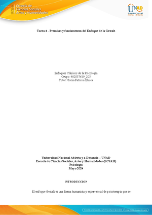 Tarea 2- Premisas y Fundamentos del Enfoque Cognitivo - Tarea 2-Premisas y fundamentos del ...