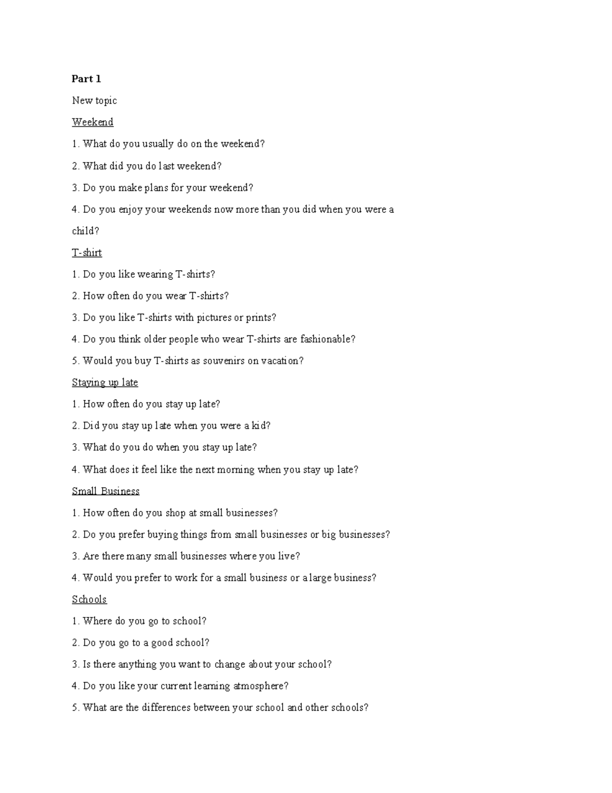 Speaking - tiếng anh ielts - Part 1 New topic Weekend What do you ...