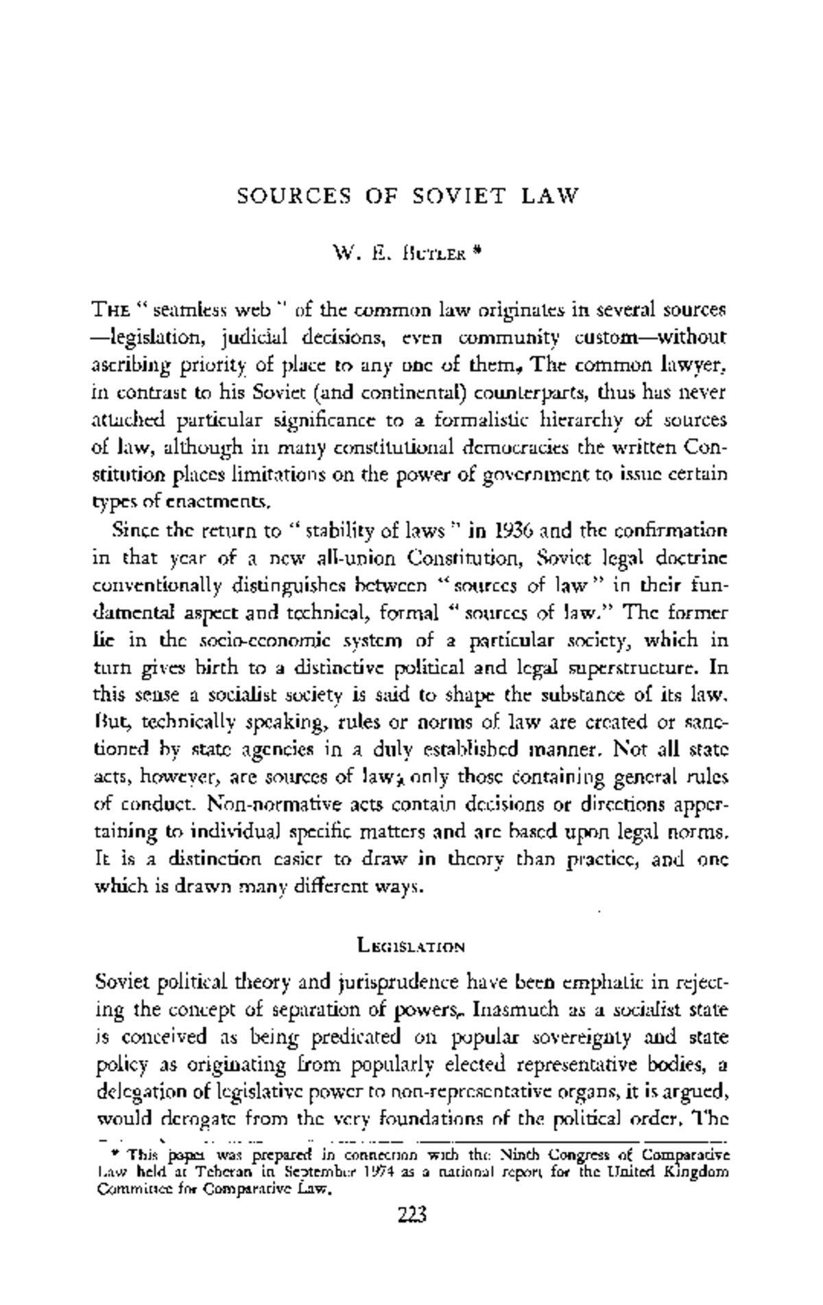 Sources of Soviet Law - W.E. Butler - HTPL 1975 Analysis - Studocu