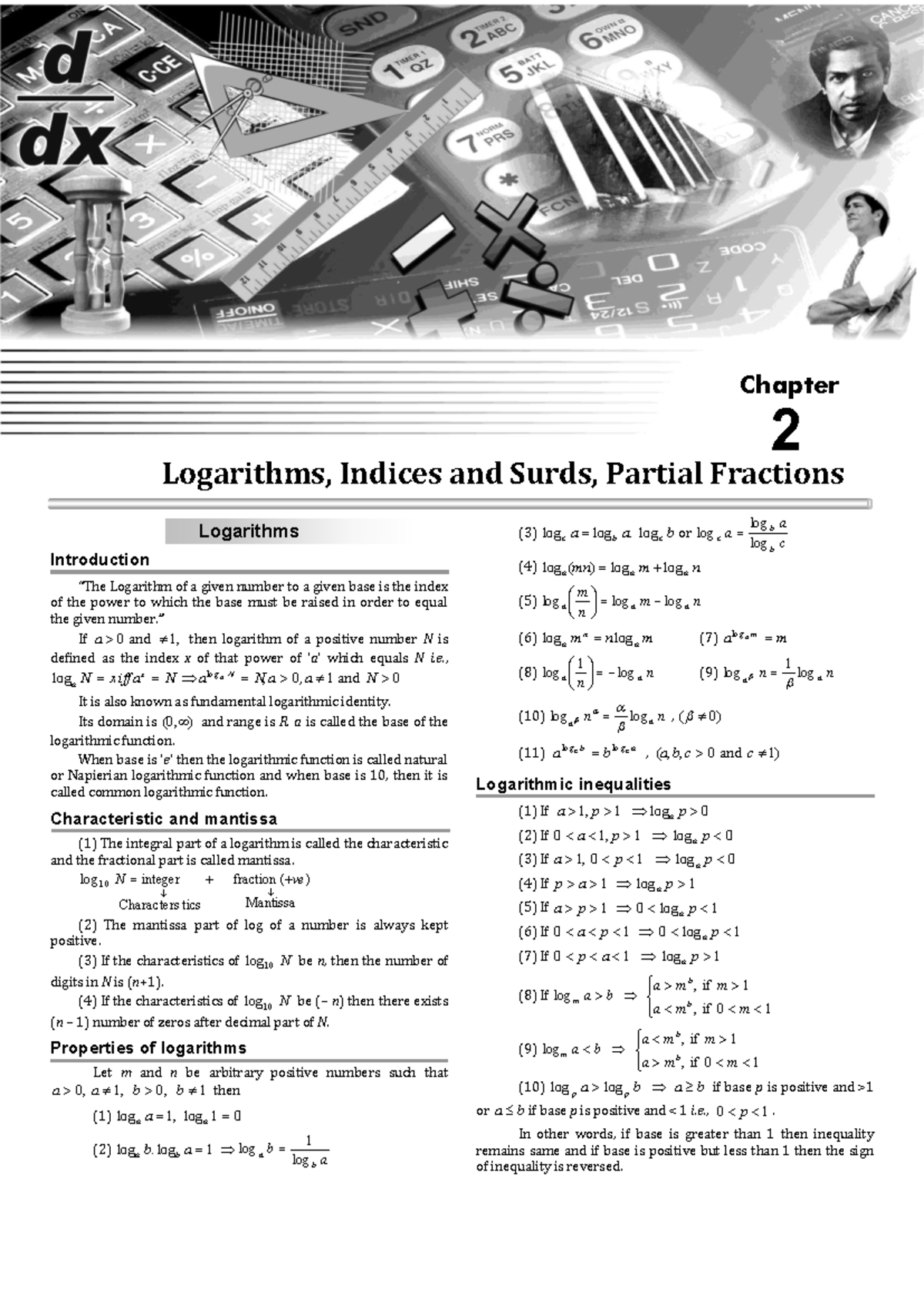 CHP. 02 - Logarithms, Indices, Surds & Partial Fractions Notes - Studocu