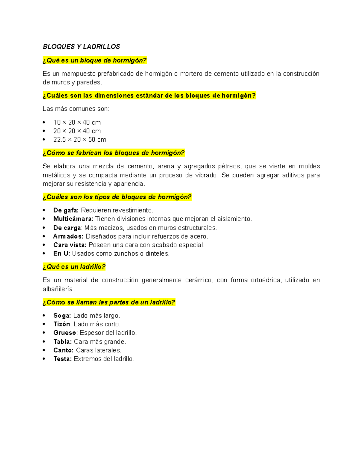 BLOQUES Y LADRILLOS: Tipos, Fabricación y Propiedades en Construcción ...