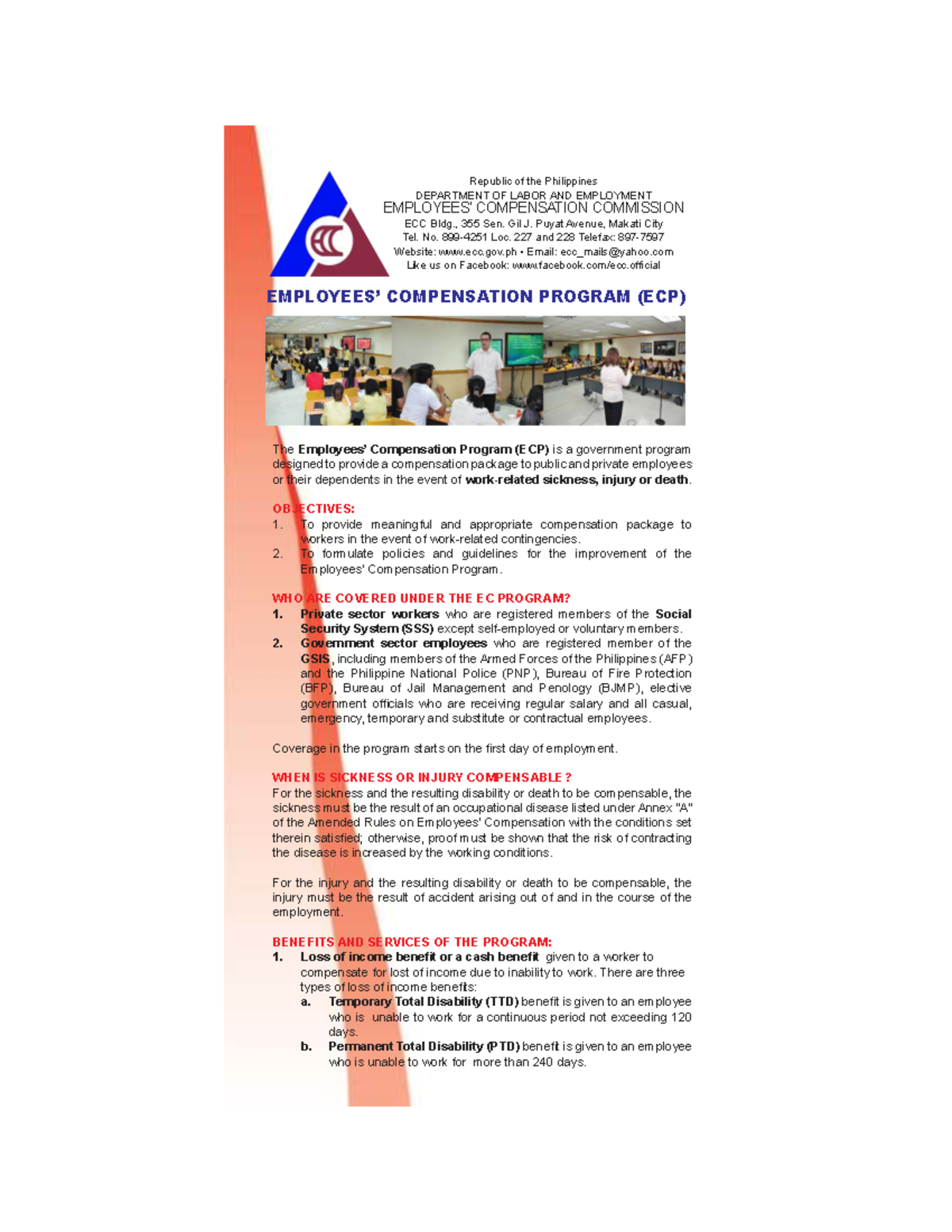 ECP Overview: Compensation Program for Workers in the Philippines - Studocu