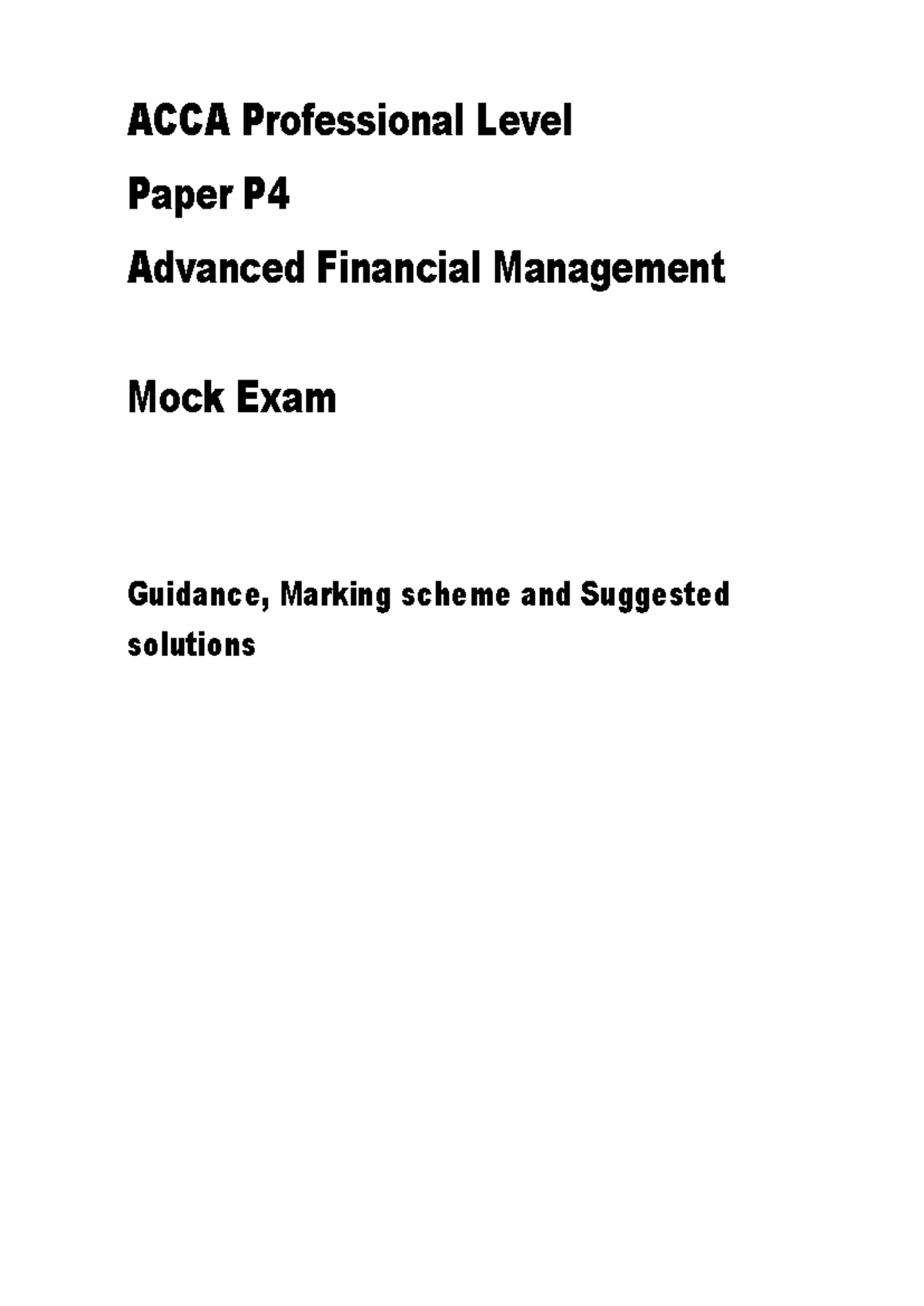 ACCA P - Advanced Financial Management Mock Exam Insights and ...