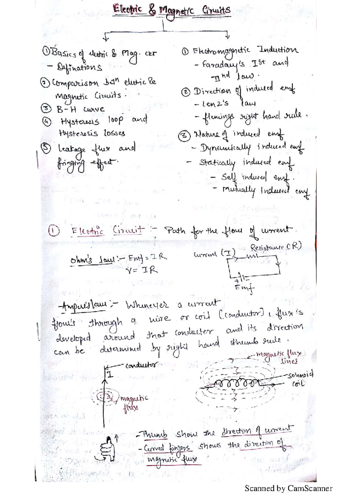 Electric and Magnetic Circuits: Basics of Electromagnetic Induction - Studocu