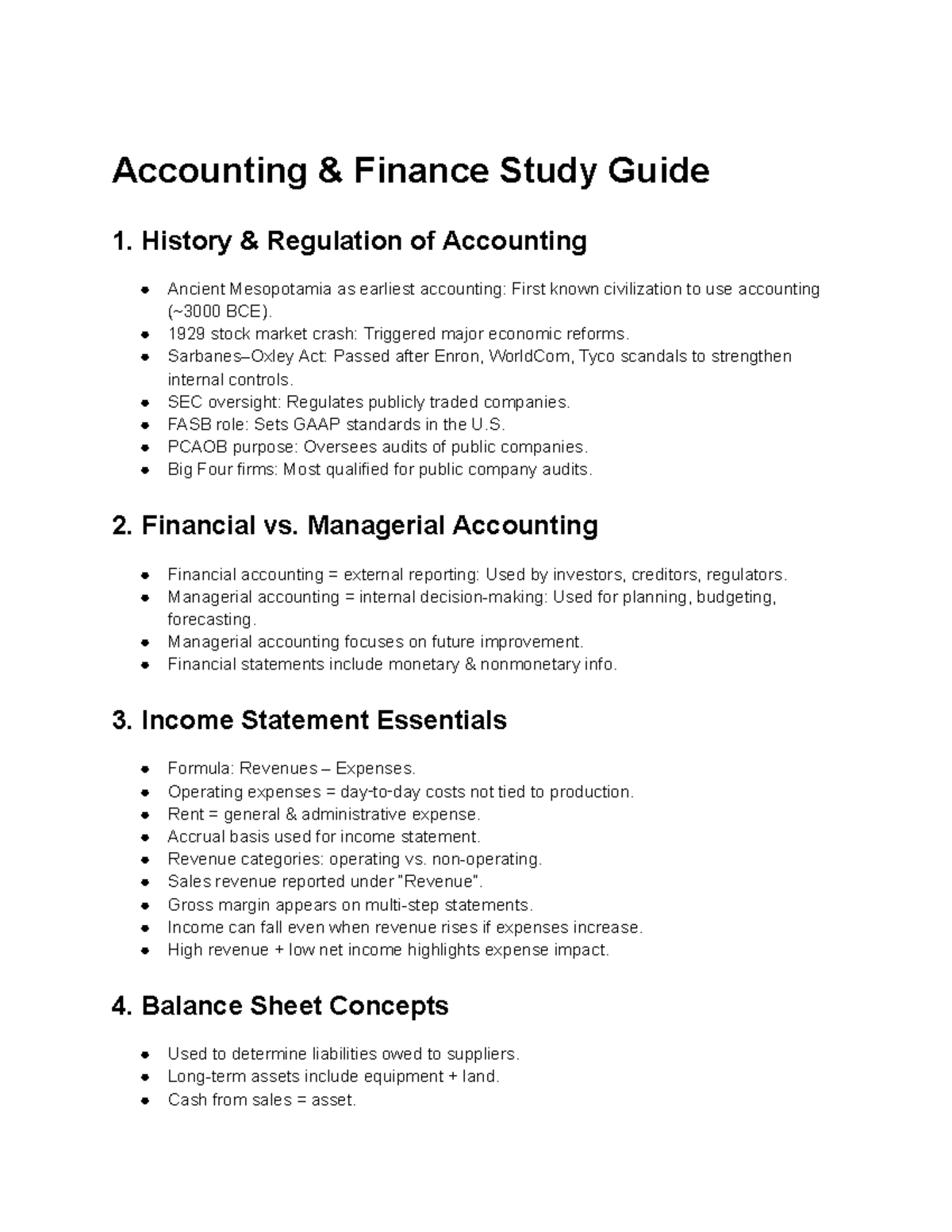 Accounting & Finance Study Guide: Key Concepts & Principles - Studocu