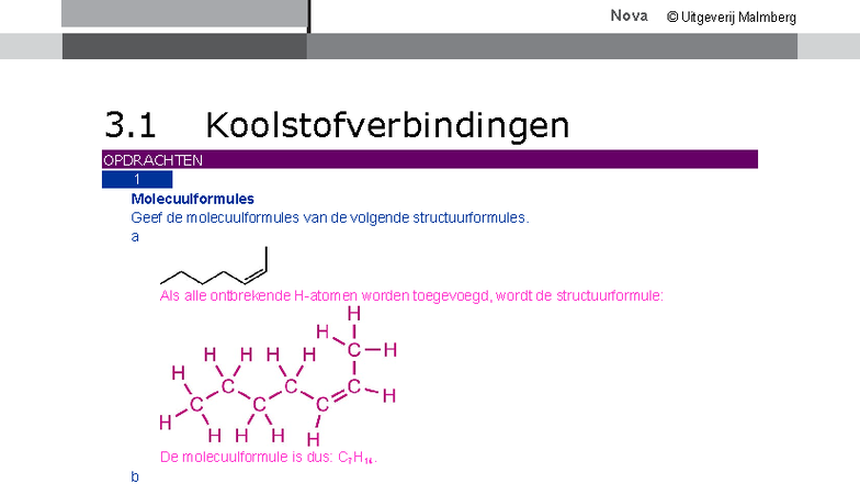 Nova H3 Organische Verbindingen - Uitwerkingen en Structuurformules ...