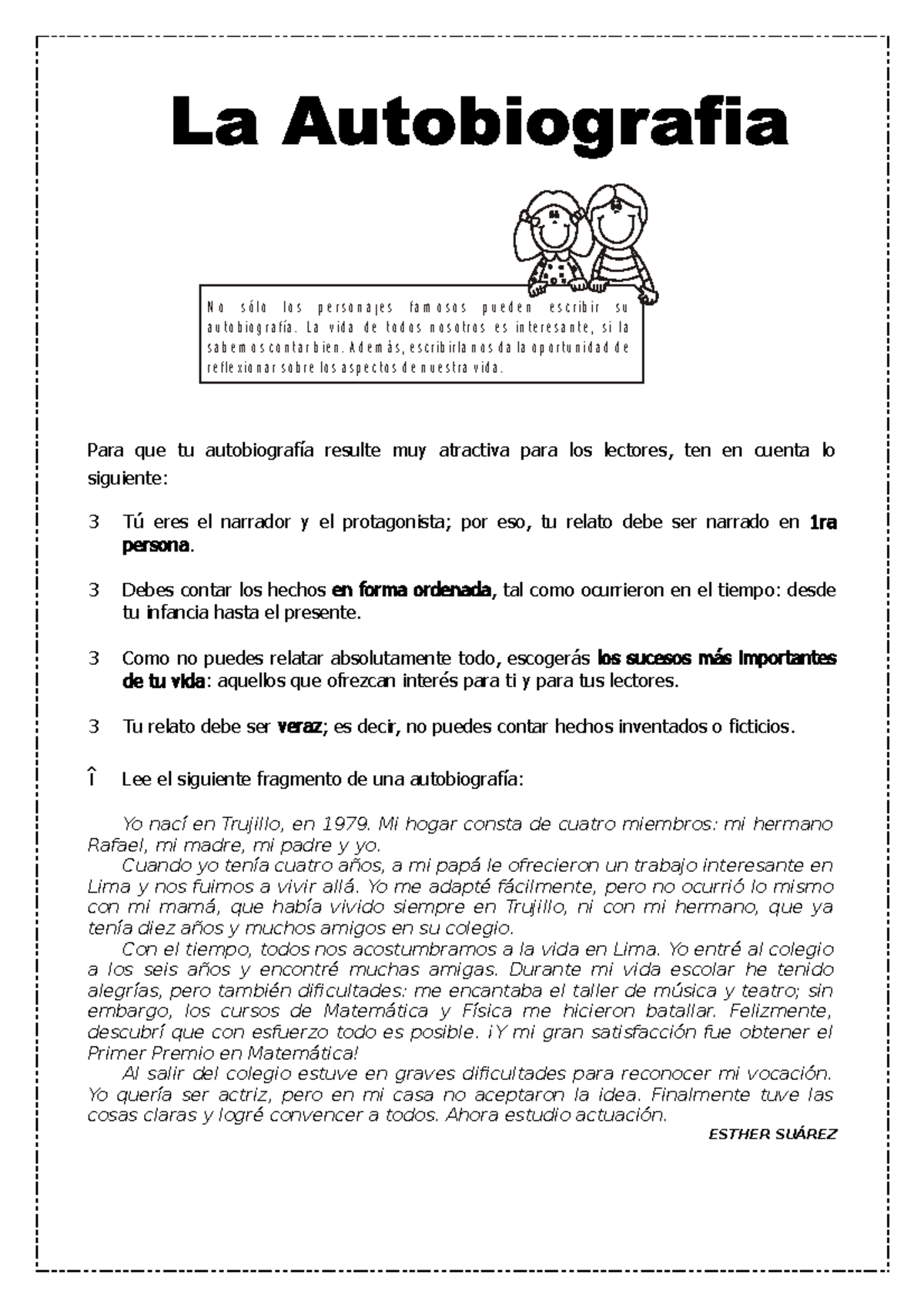 Ficha-La-Autobiografia - Para que tu autobiografía resulte muy ...