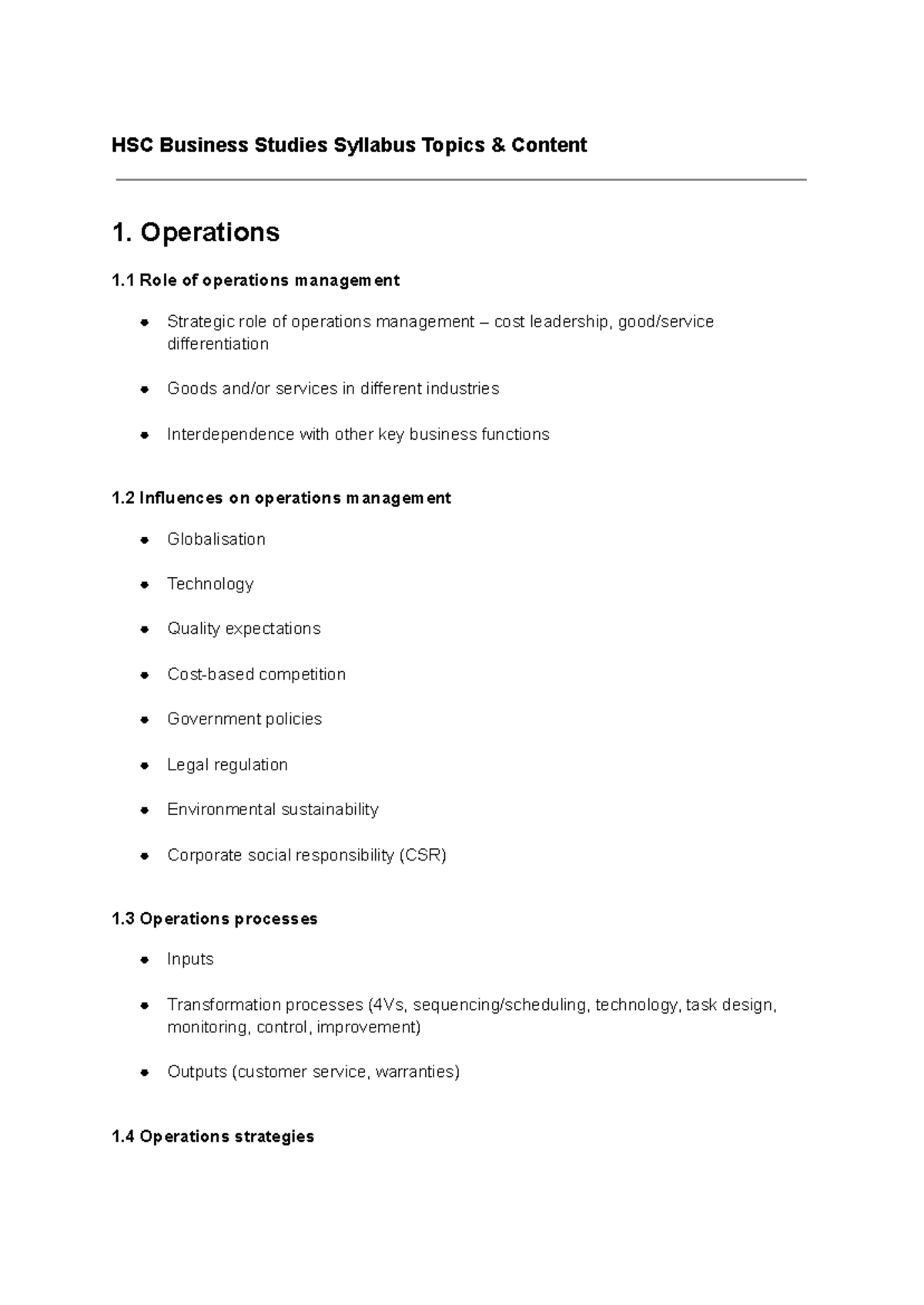 HSC Business Studies Syllabus: Key Topics & Content Overview - Studocu