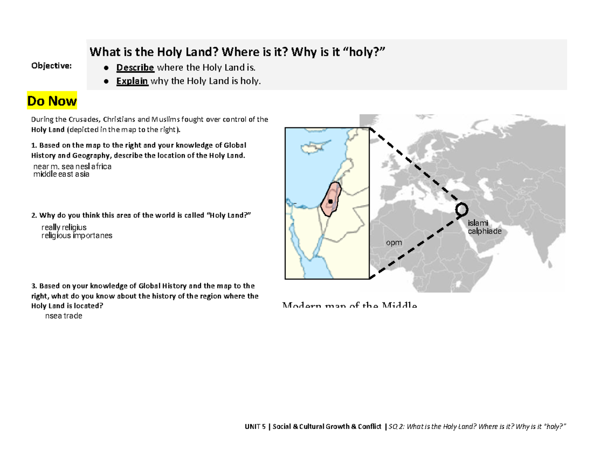 Global History: Holy Land Overview and Its Significance - Studocu