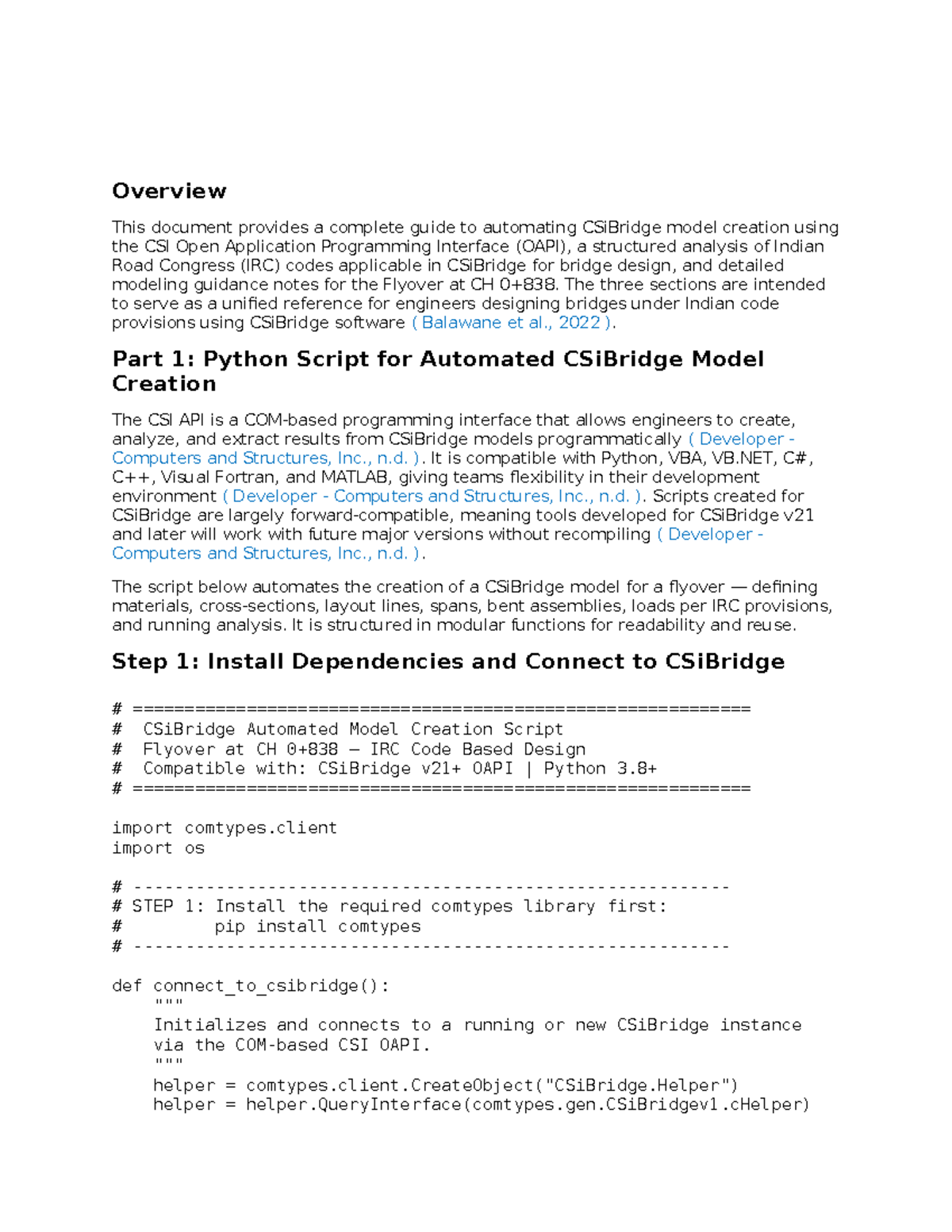 CSiBridge Model Automation Script & IRC Code Guidance Notes - Studocu