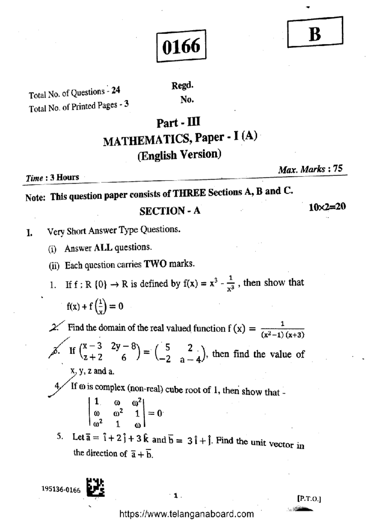 2024 1A - Mathematics Paper I(A) PYQs with 24 Questions - Studocu