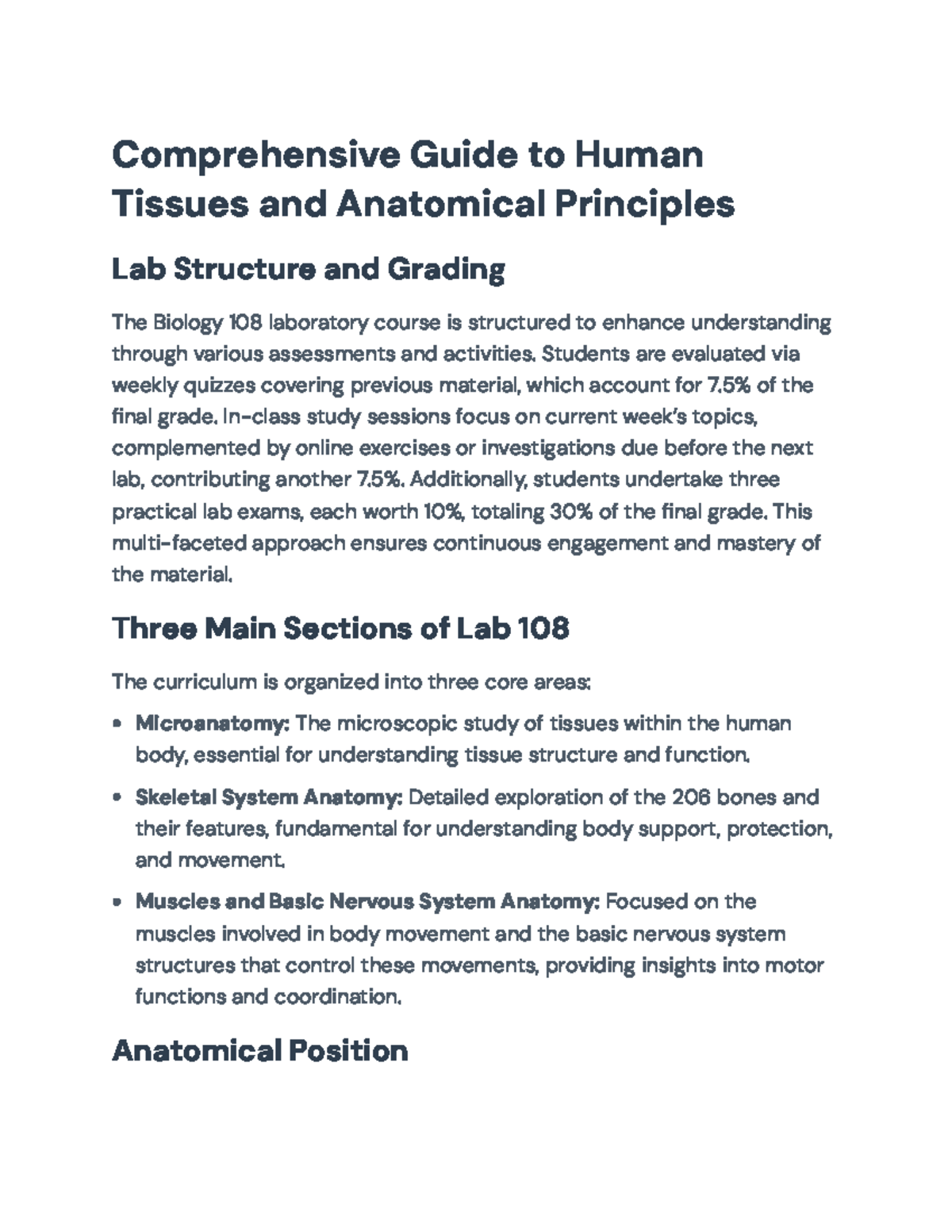 Comprehensive Guide to Human Tissues and Anatomy for Biology 108 Lab ...