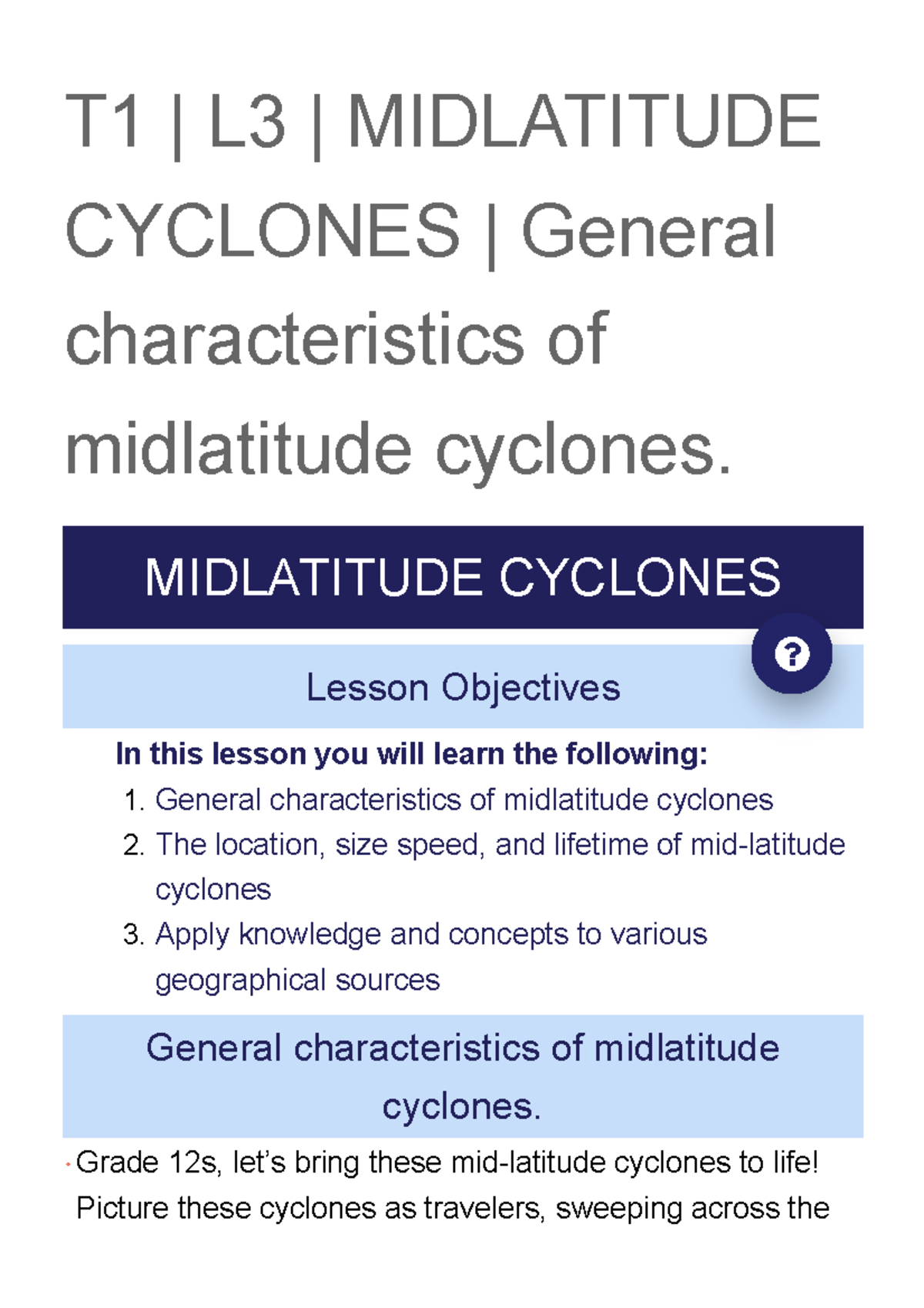 Geography 12E: Overview of Midlatitude Cyclones Lesson Notes - Studocu
