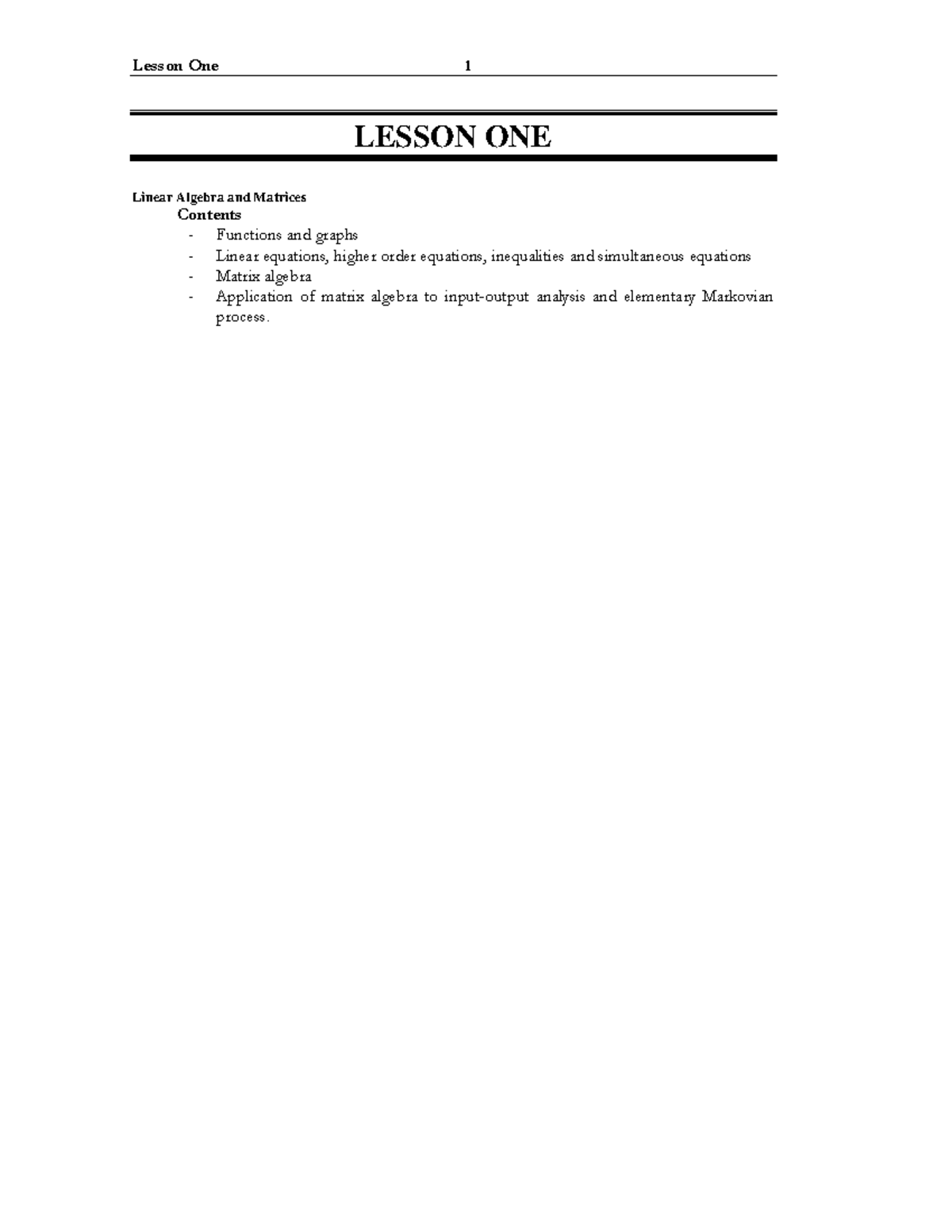 Lesson 1: Linear Algebra & Matrices - Functions, Equations, and Graphs ...