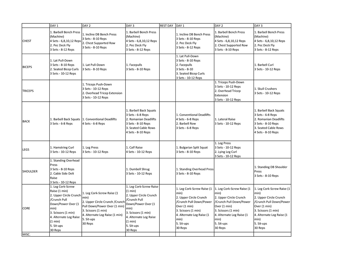 The-Best-Program - 2wws - DAY 1 DAY 2 DAY 3 REST DAY DAY 1 DAY 2 DAY 3 ...