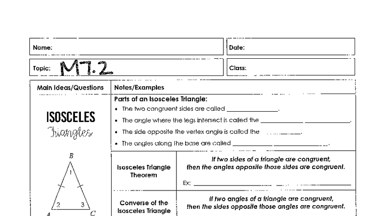 M7.2 - Isosceles Triangle Properties and Theorems Study Guide - Studocu