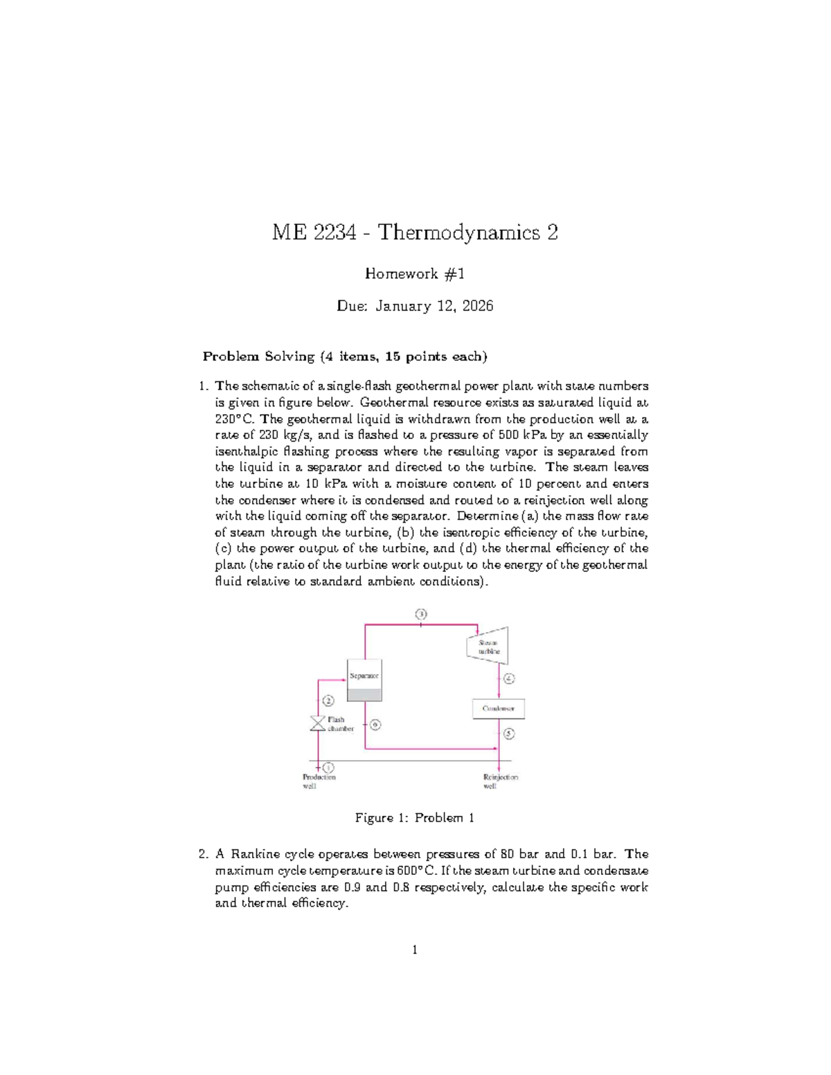 ME 2234 Thermodynamics 2 Homework 1: Practice Problems - Studocu