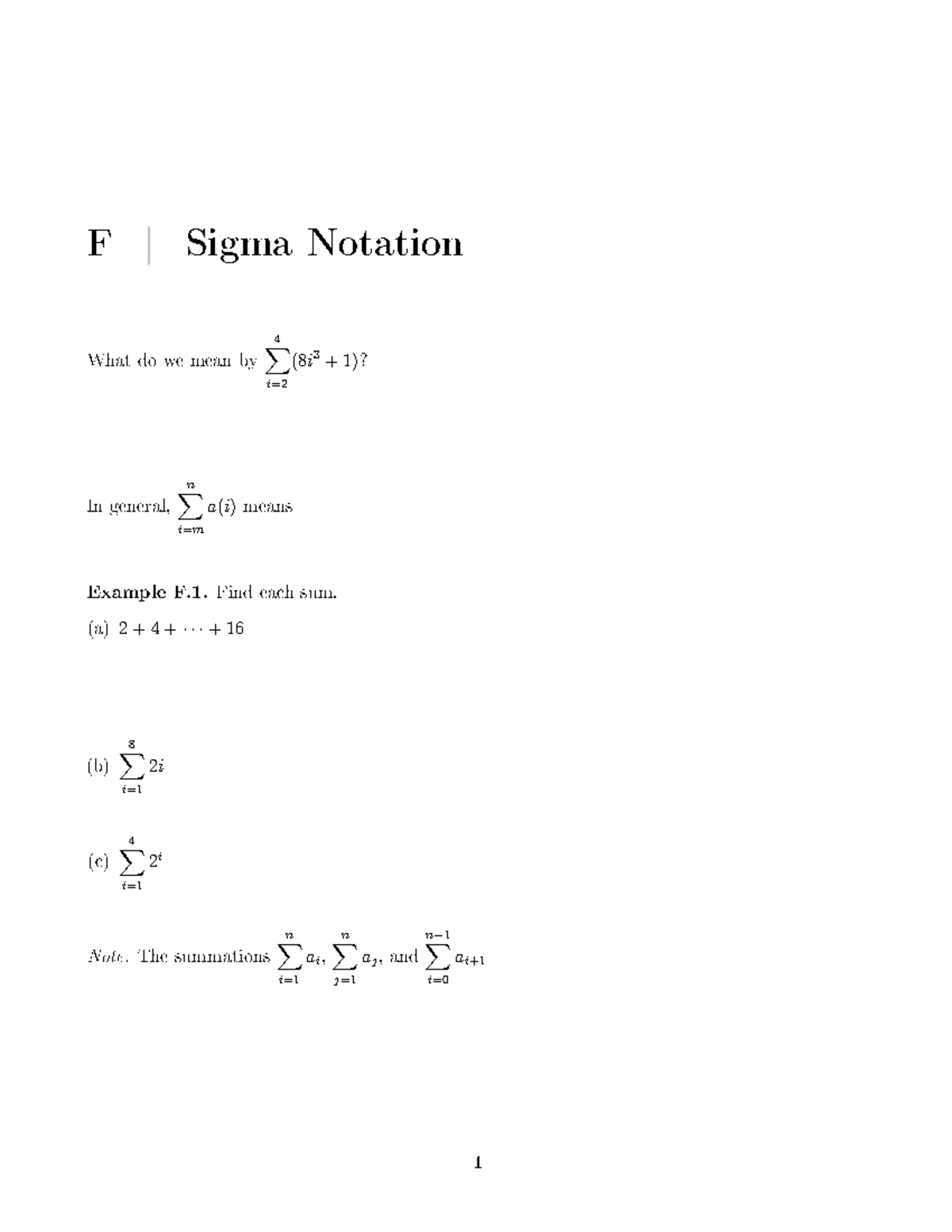 MATH 1271 Lecture Notes: Sigma Notation and Antiderivatives - Studocu