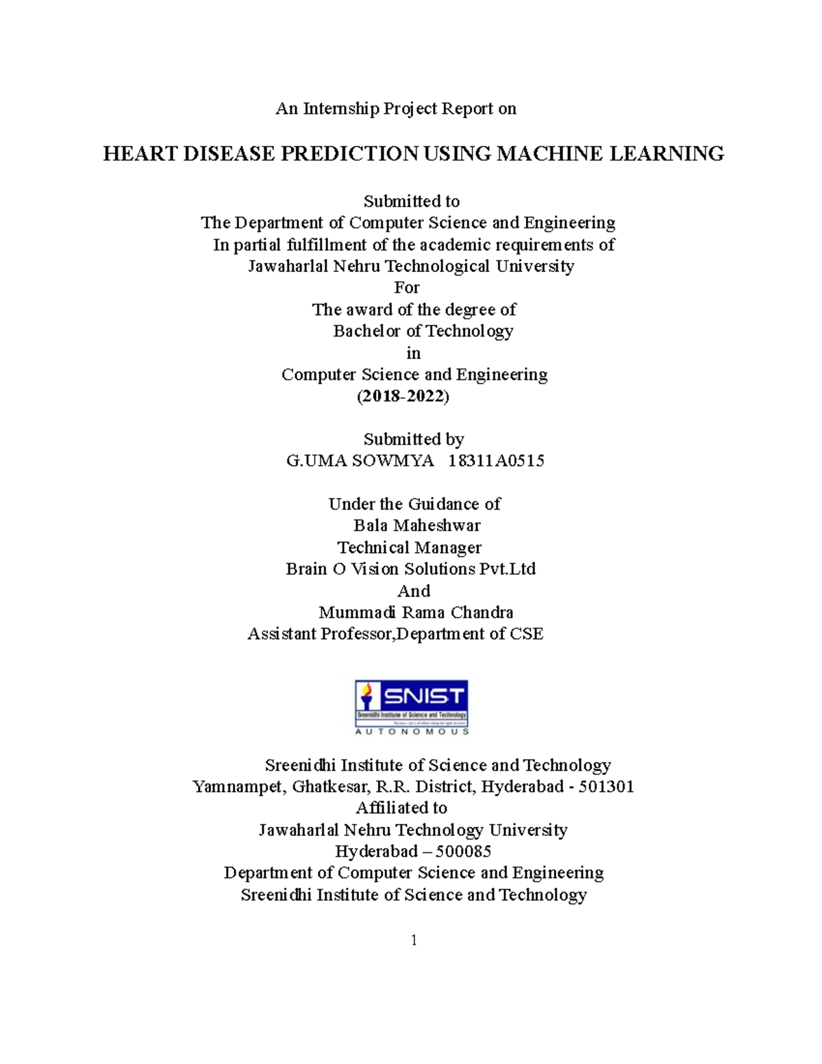 Report - Heart Disease Prediction Using ML (CSE Internship 2018-2022 ...