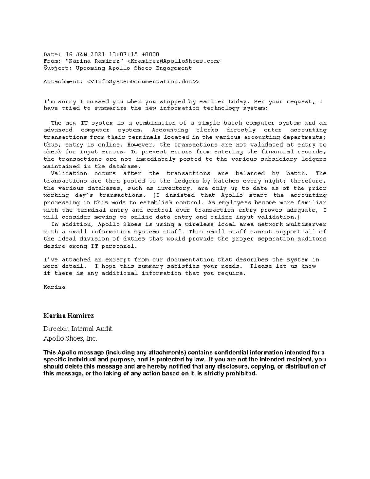 New IT System Overview for Apollo Shoes Engagement - Studocu