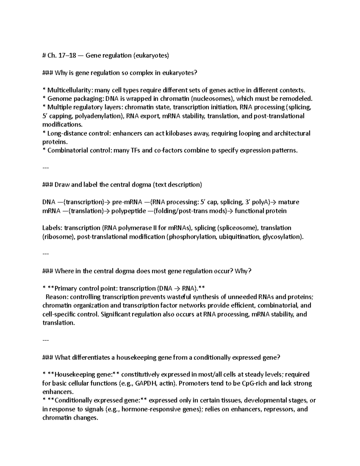 Final Exam Study Guide: Gene Regulation, Mutations, & Meiosis (Biology ...