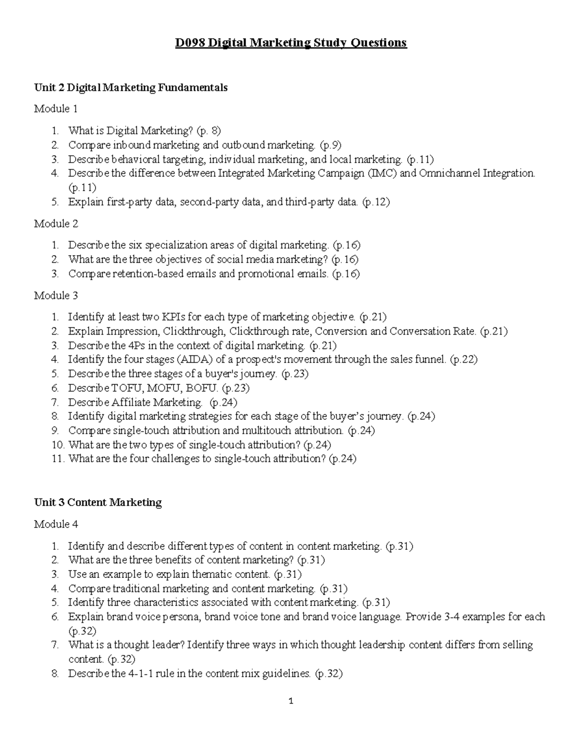 D098 Study Questions (Full Set) - D098 Digital Marketing Study ...