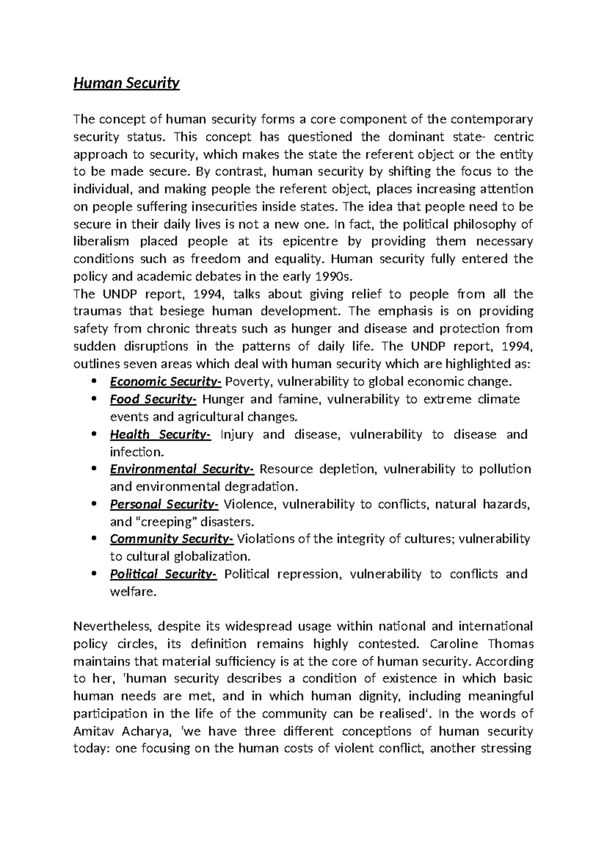 Human Security: Understanding the Core Concept and Its Implications ...