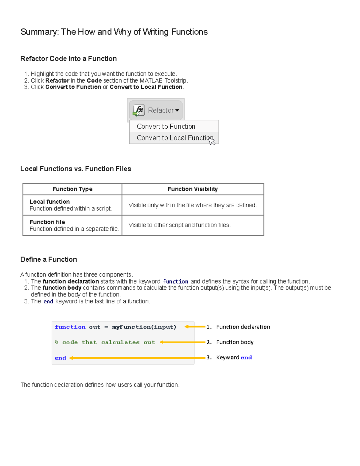MATLAB Functions (CS101): Defining, Refactoring, and Debugging ...
