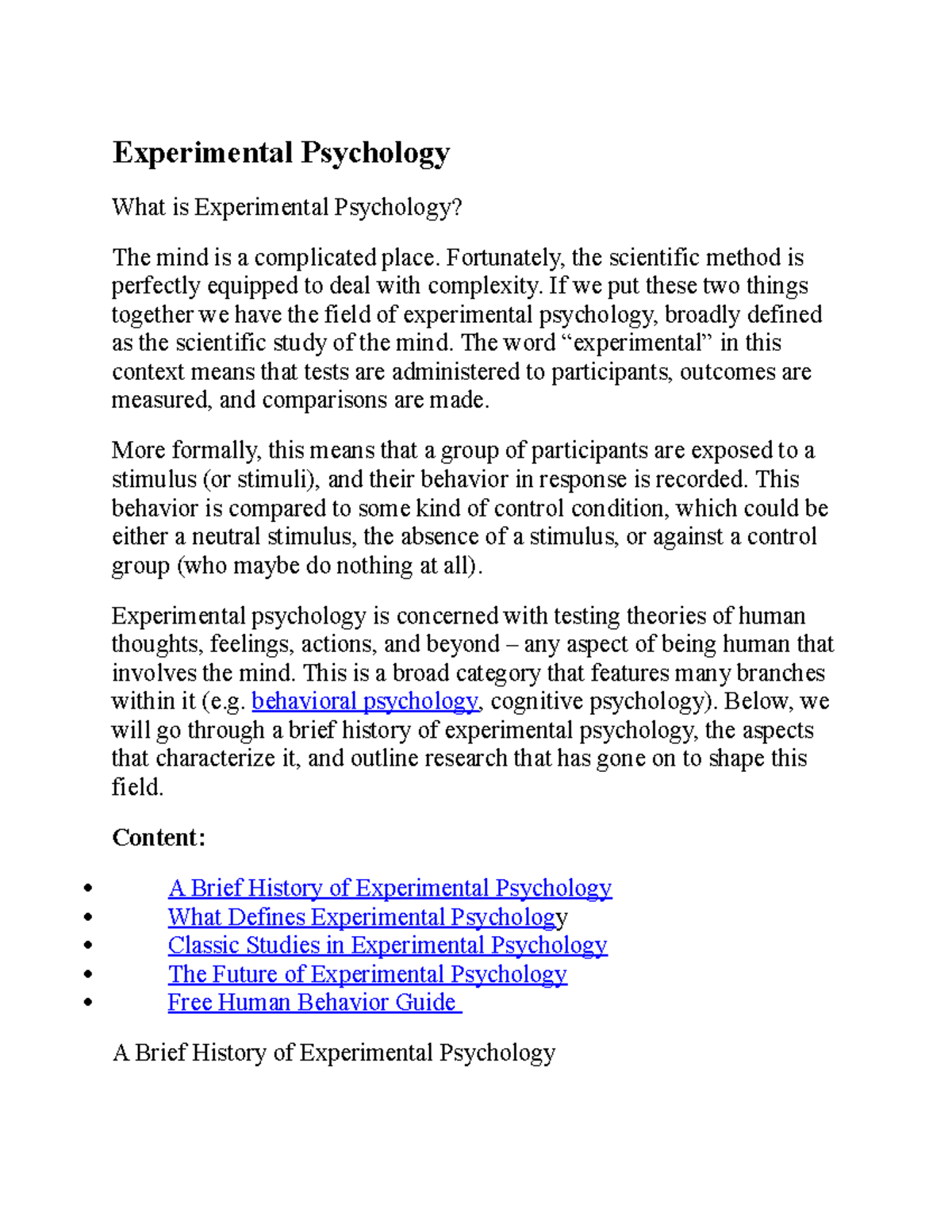 Module 1 What is Experimental Psychology - Experimental Psychology What ...