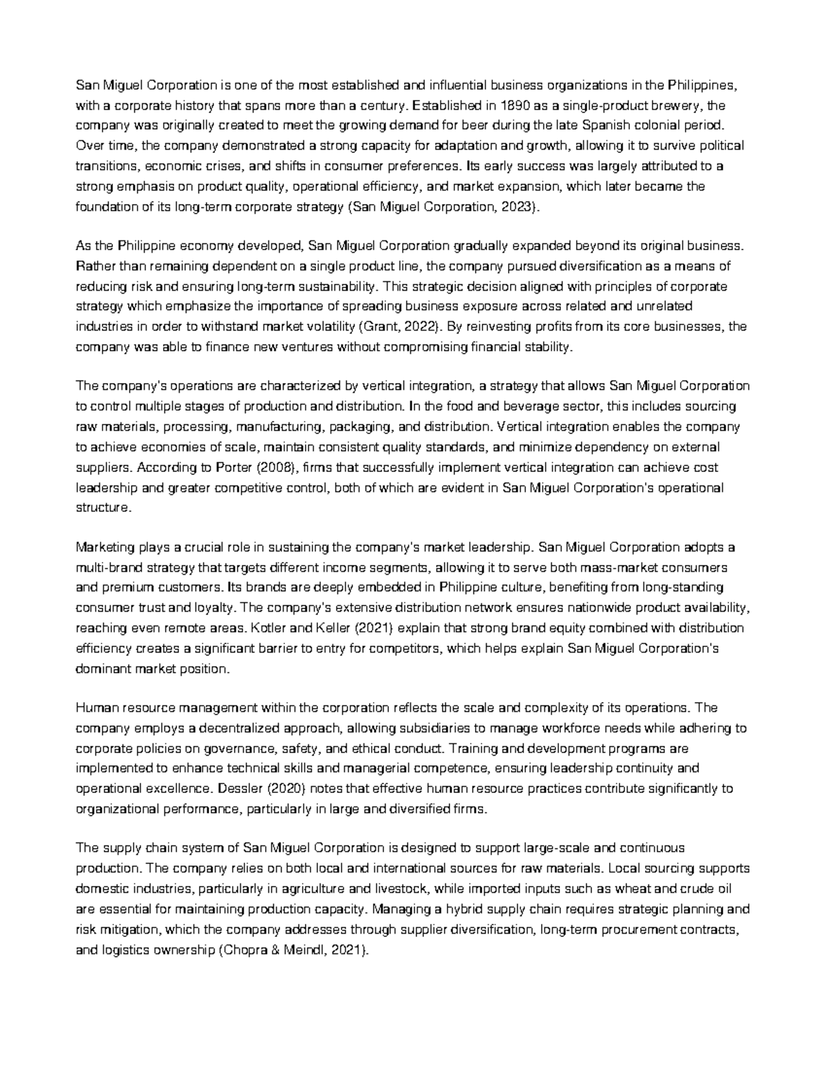 San Miguel Corporation Extended Case Study: Business Strategy ...