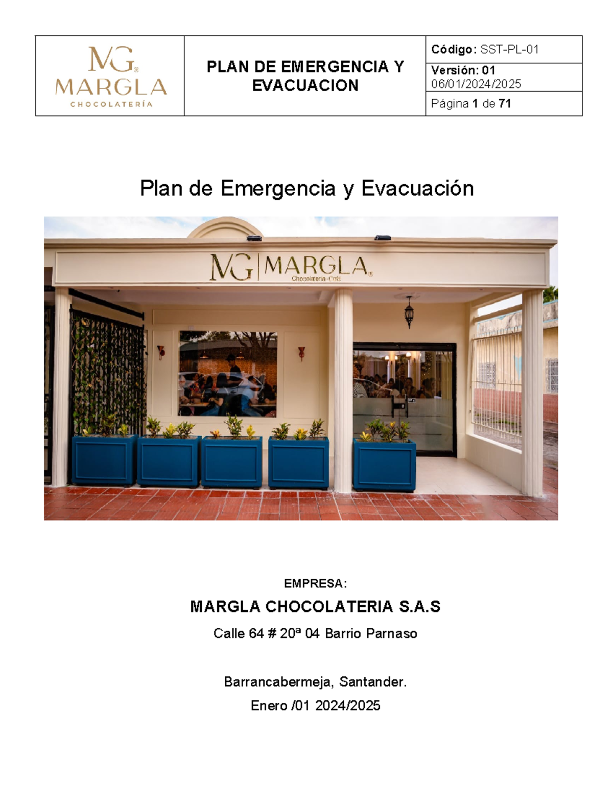 PLAN DE Emergencias Margla Chocolateria - PLAN DE EMERGENCIA Y ...
