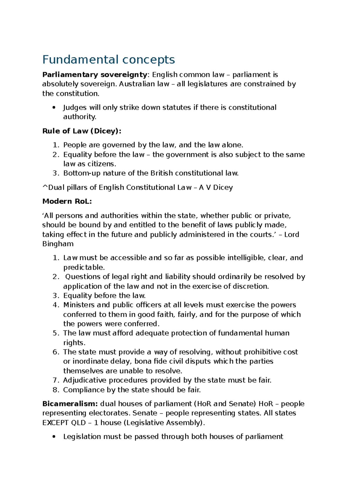 Constitutional Law Notes: Key Concepts and Principles (LAW101) - Studocu
