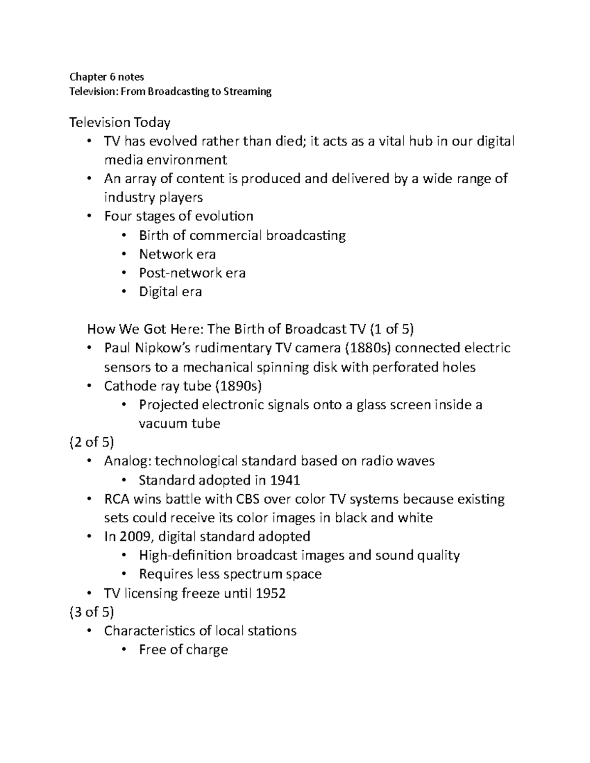 Television Evolution: Chapter 6 Study Notes on Broadcasting & Streaming ...