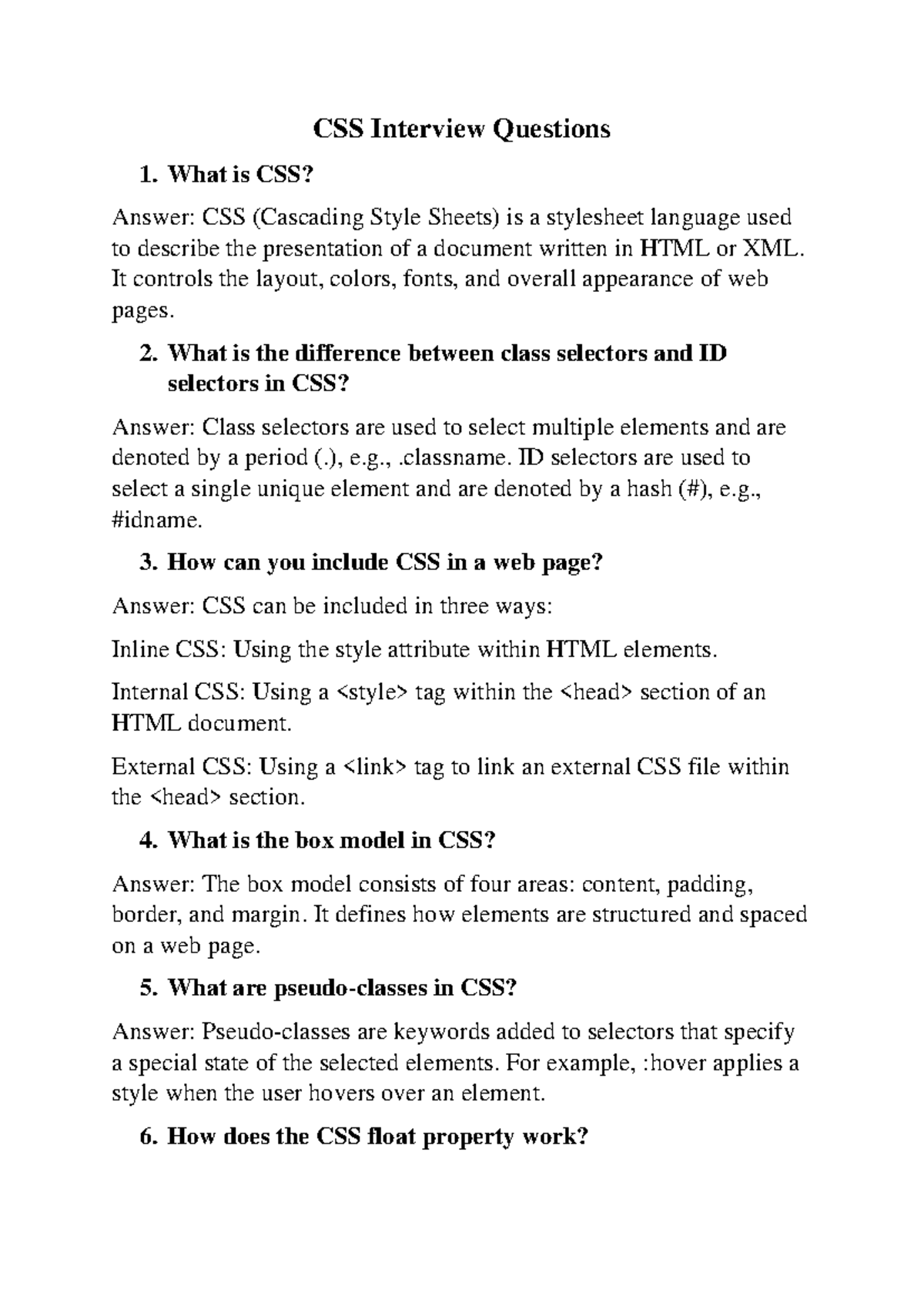 Css Job Fair Interveiw Quesitons - CSS Interview Questions What is CSS ...