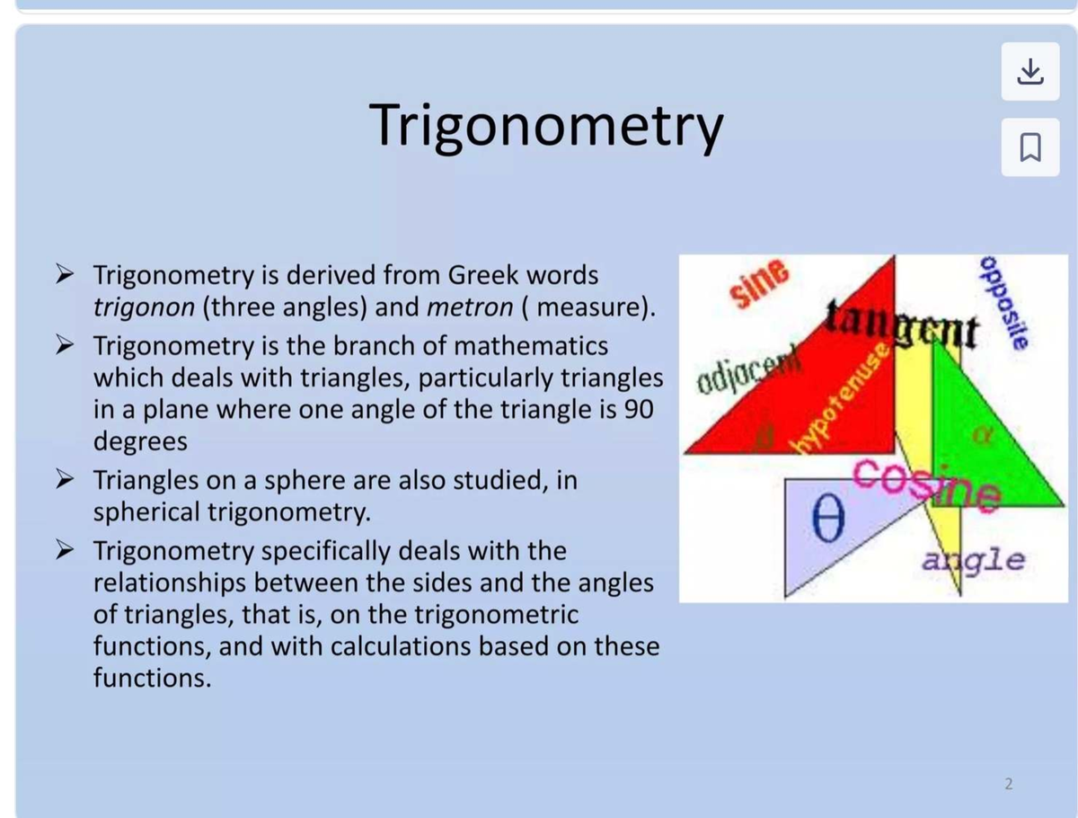 Trigonometry Overview and Applications - MATH 101 Lecture Notes - Studocu