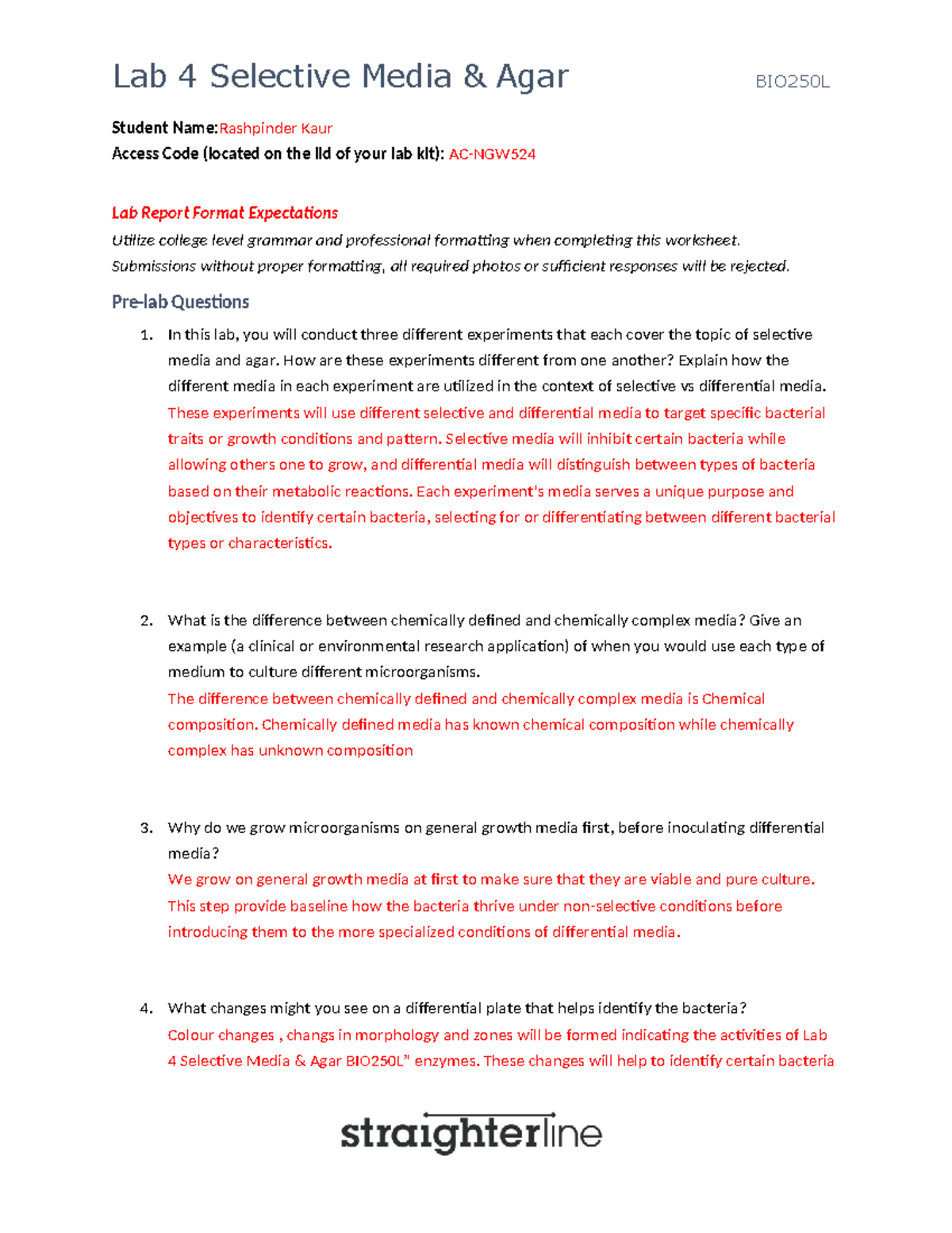 BIO250 Lab 4: Selective Media and Agar Experiments Notes - Studocu