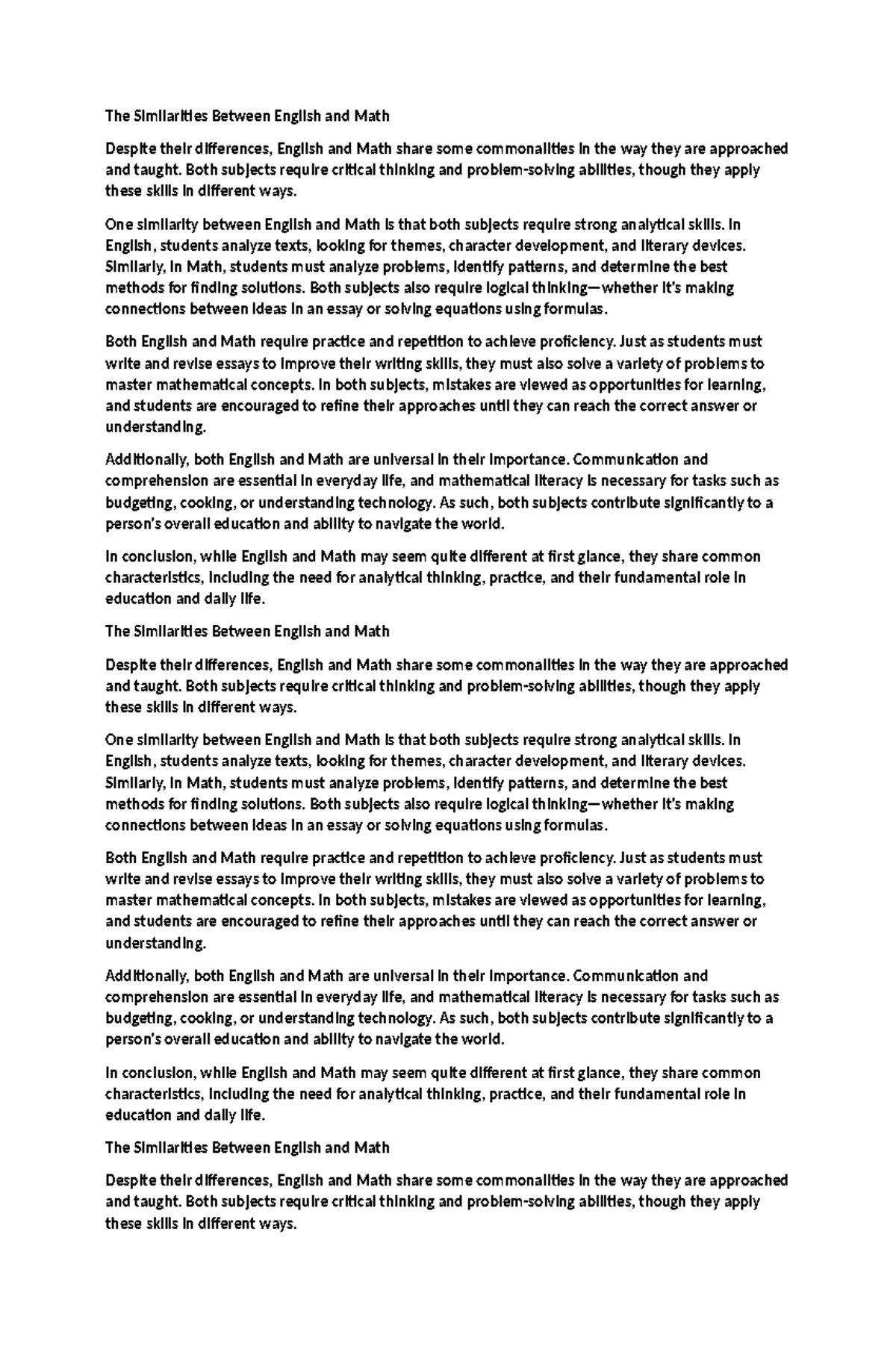 The Similarities Between English and Math - Both subjects require ...