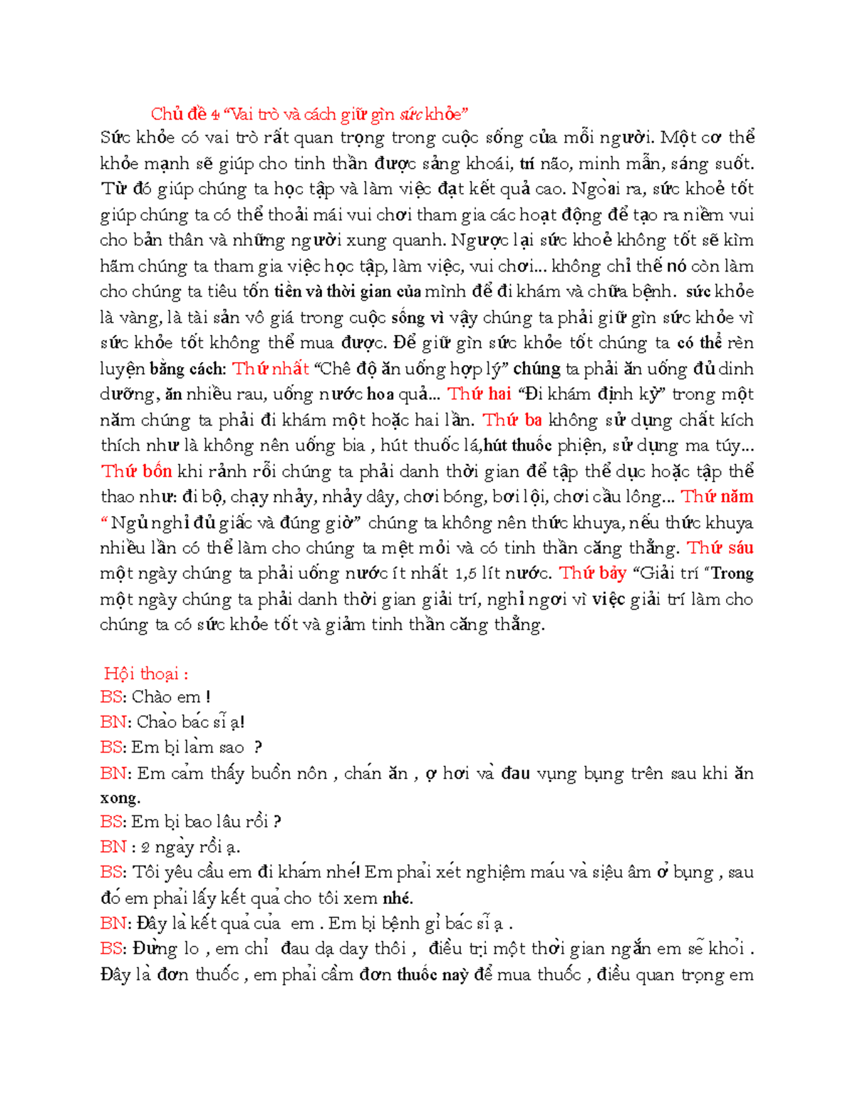 Chủ đề nói để thi cấp độ 2 - de thi tieng viet co so - Chủ đe 4 ìVai ...
