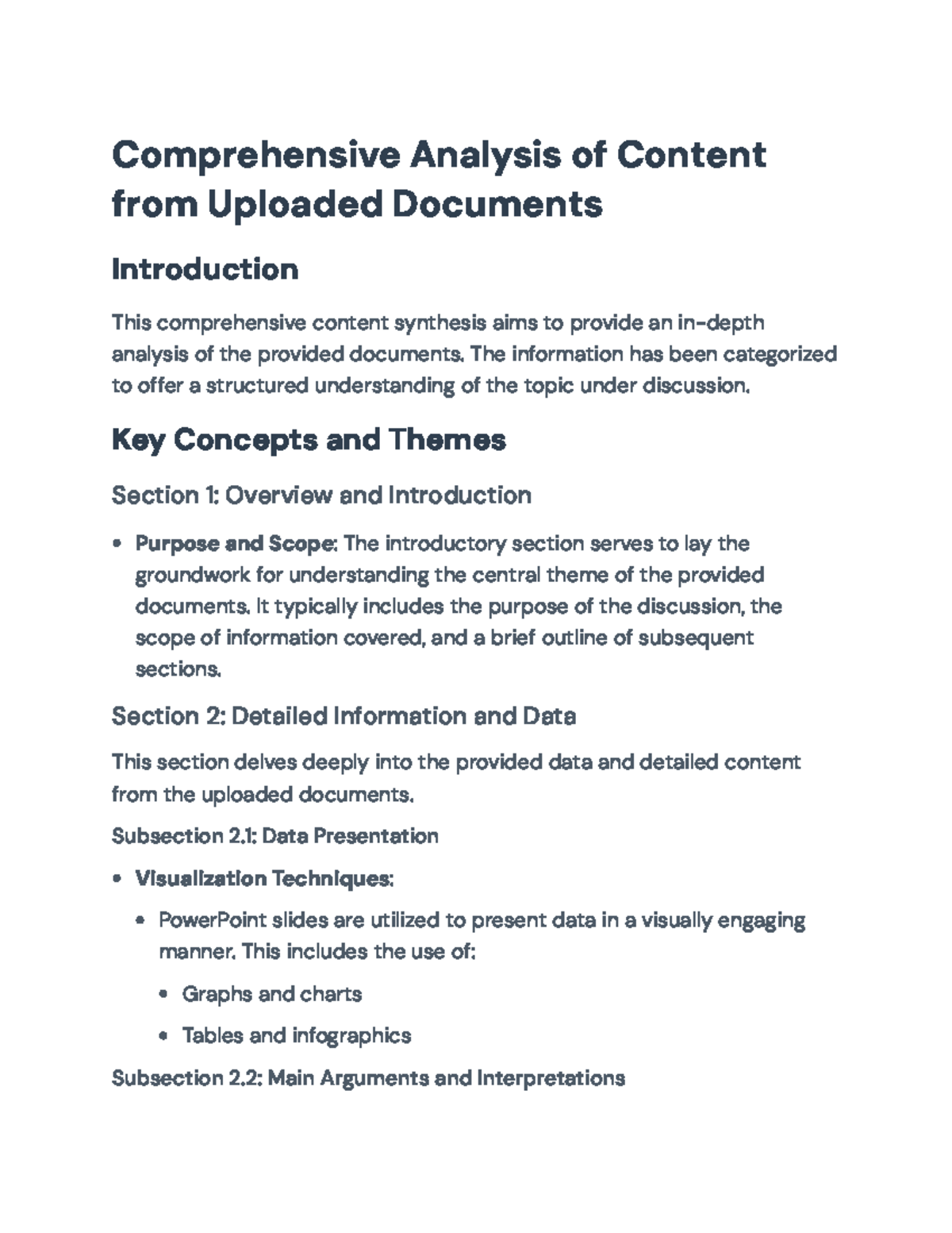 Comprehensive Analysis Report of Uploaded Documents for In-Depth Study ...