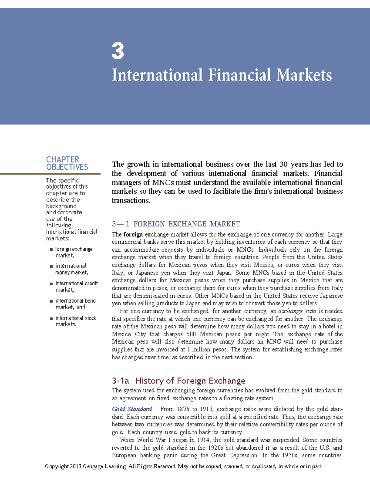 CHAPTER 3: International Financial Markets Overview and Objectives ...