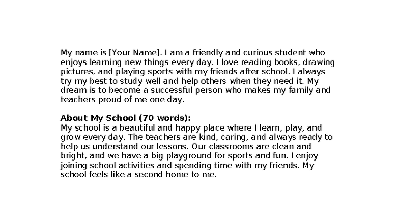 Student Reflection: My School Experience and Aspirations - Studocu