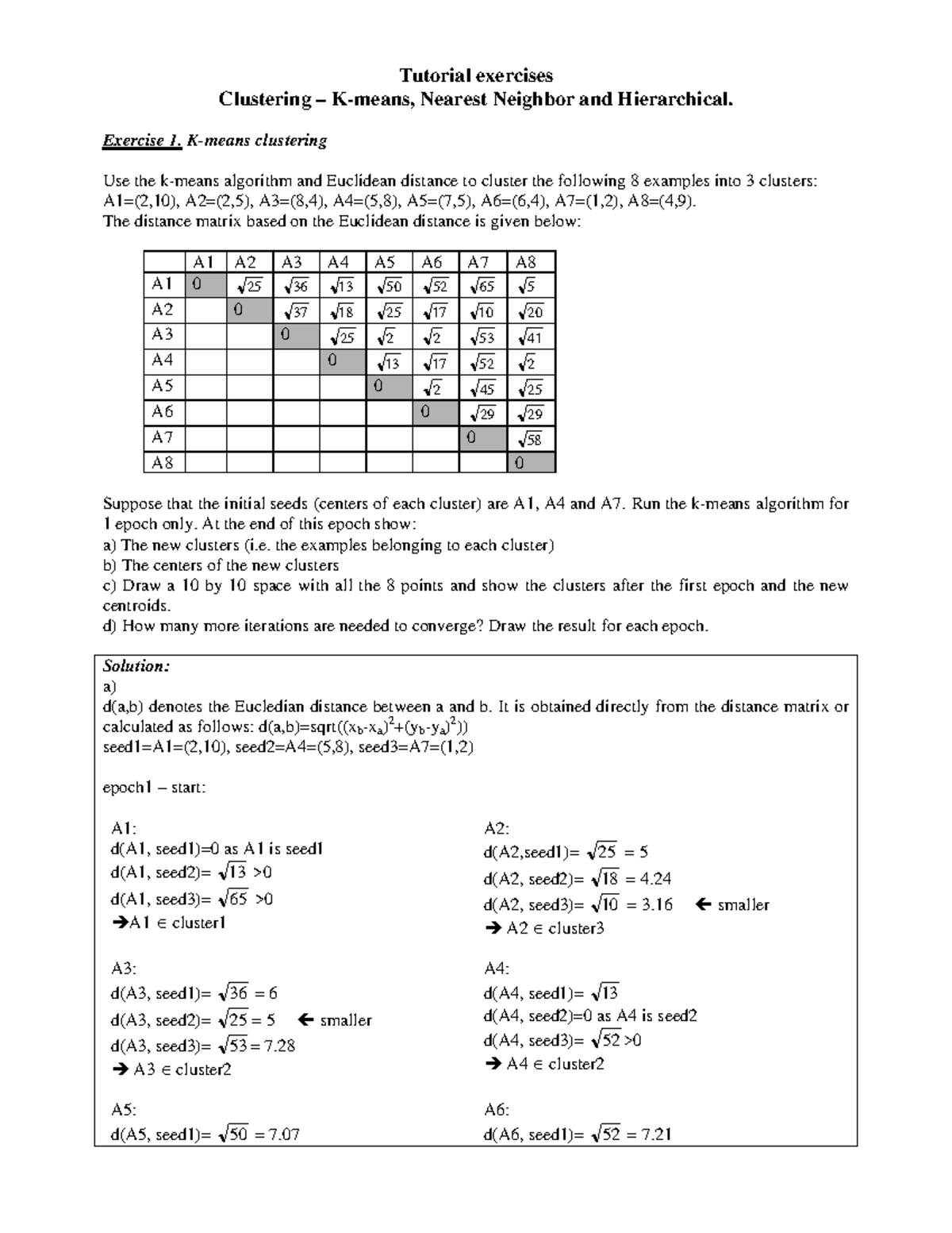 136 - Exercise on K-means and Hierarchical Clustering Techniques - Studocu