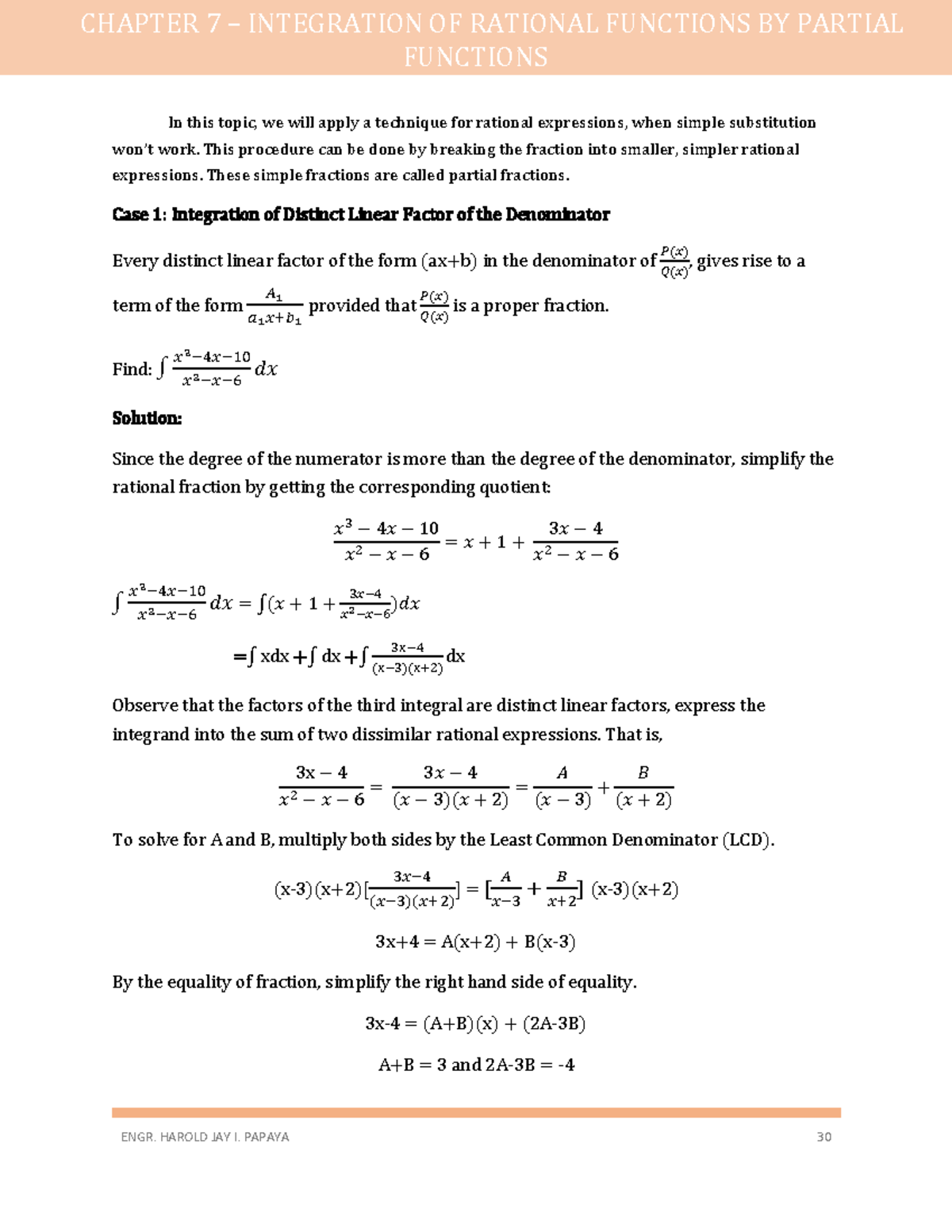 Partial Fraction Methods - Comprehensive REVIEWER (MATH101) - Studocu