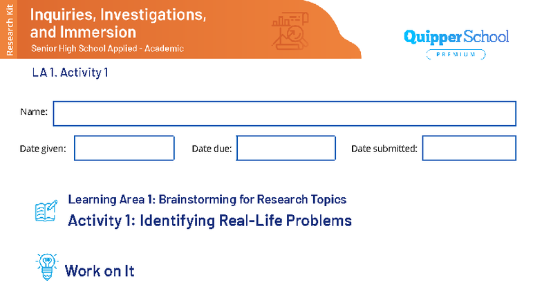 LA 1. Activity 1: Brainstorming Research Topics and Key Points - Studocu