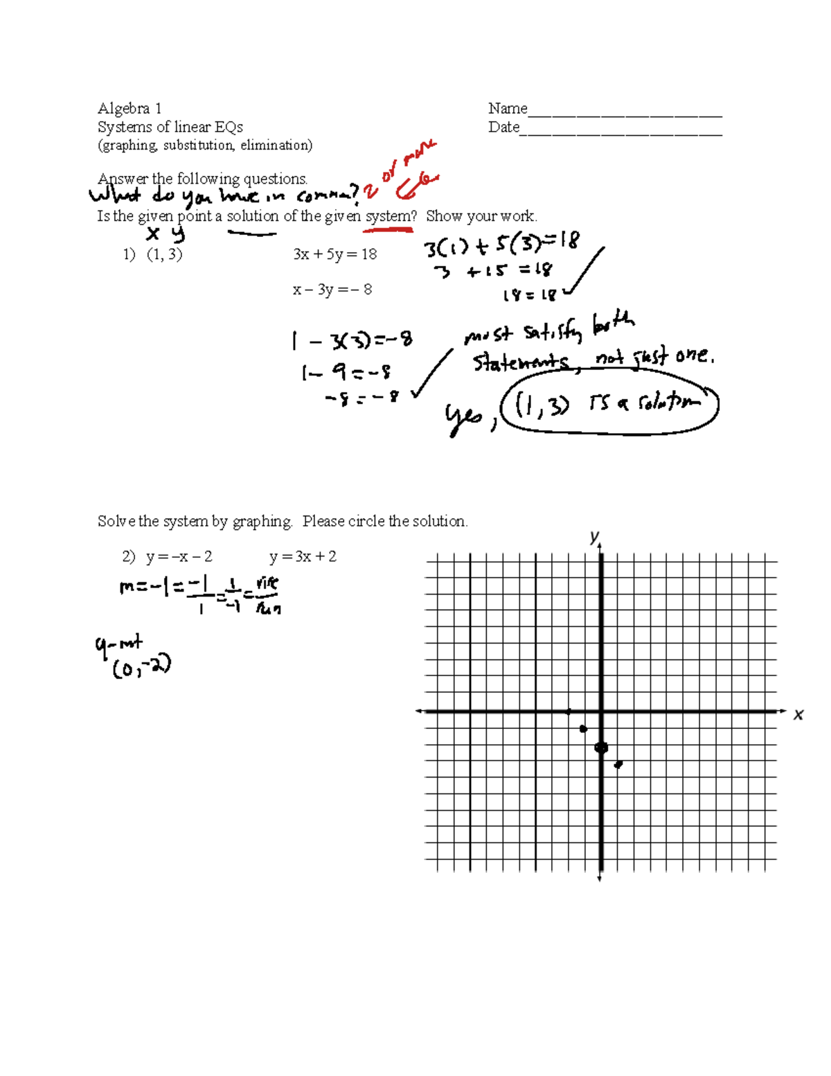 Quiz prep-systems - its awesome - MAT 468 - Algebra 1 Name ...