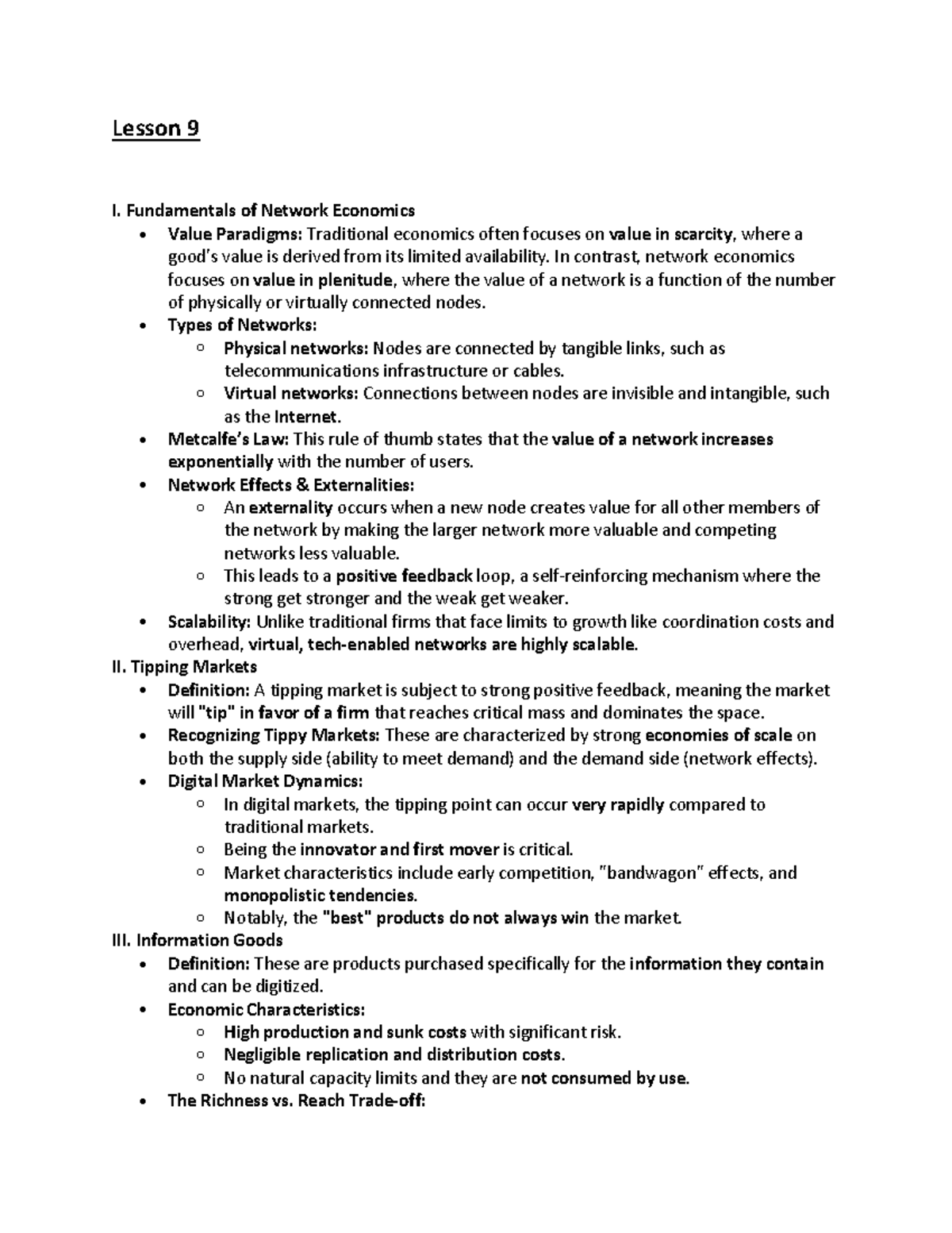 BU415 Study Notes: Network Economics & eCommerce Concepts (Lessons 9-12 ...
