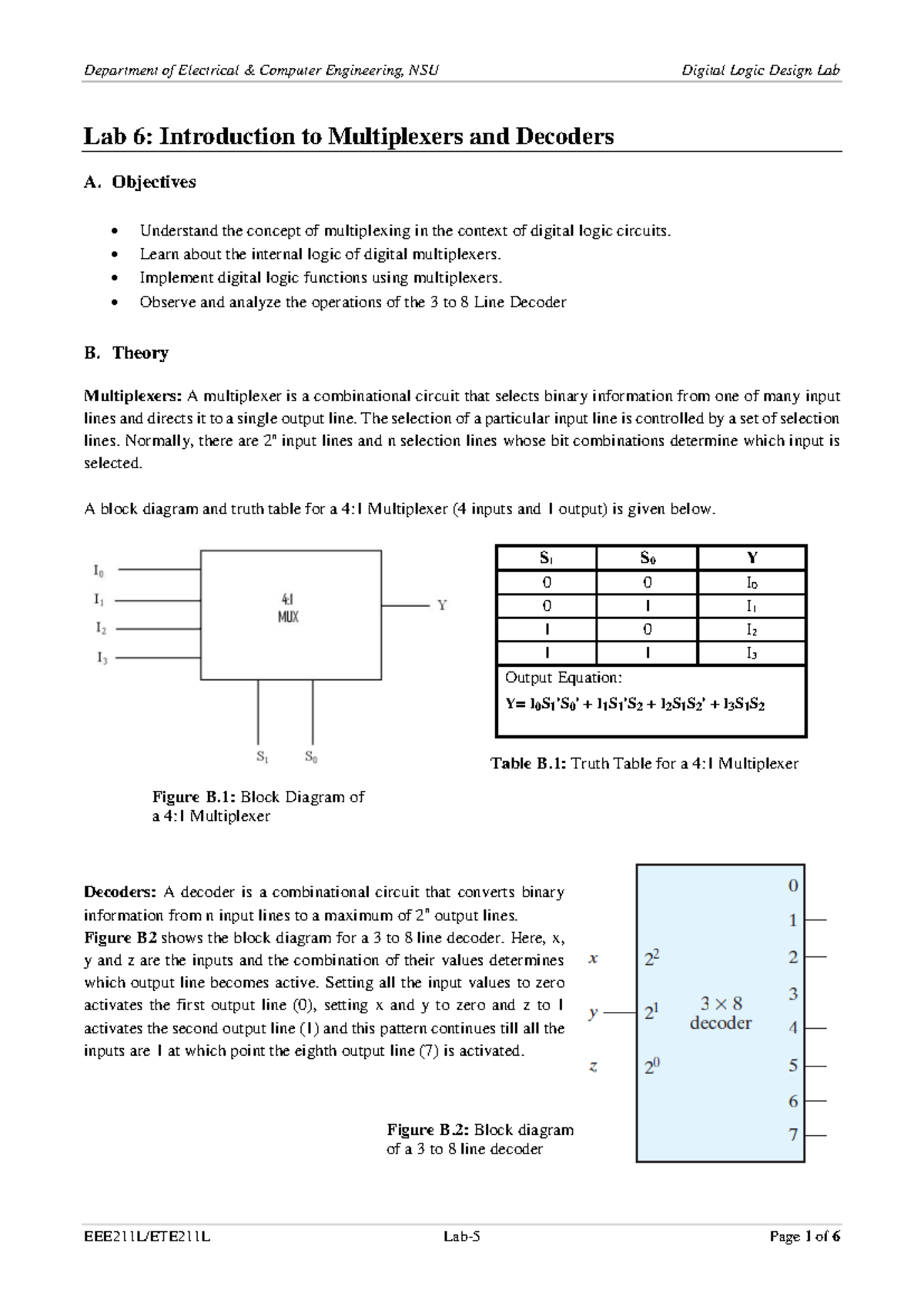 EEE211L - Lab 6: Exploring Multiplexers and Decoders - Studocu