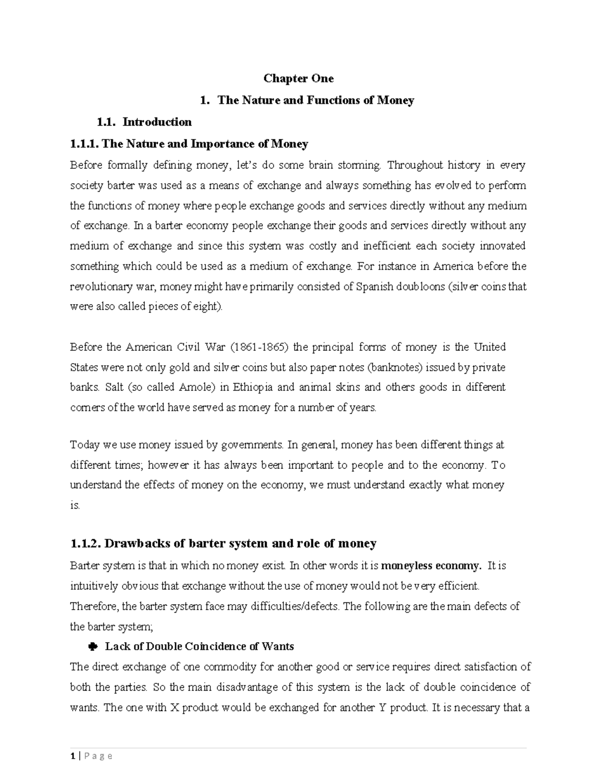 Monetary Systems CH1: Understanding Money's Nature & Functions - Studocu