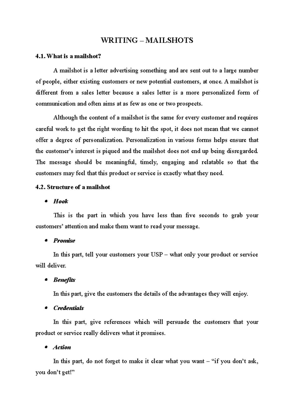 Mailshot Writing Guide: Crafting Engaging Marketing Messages - Studocu